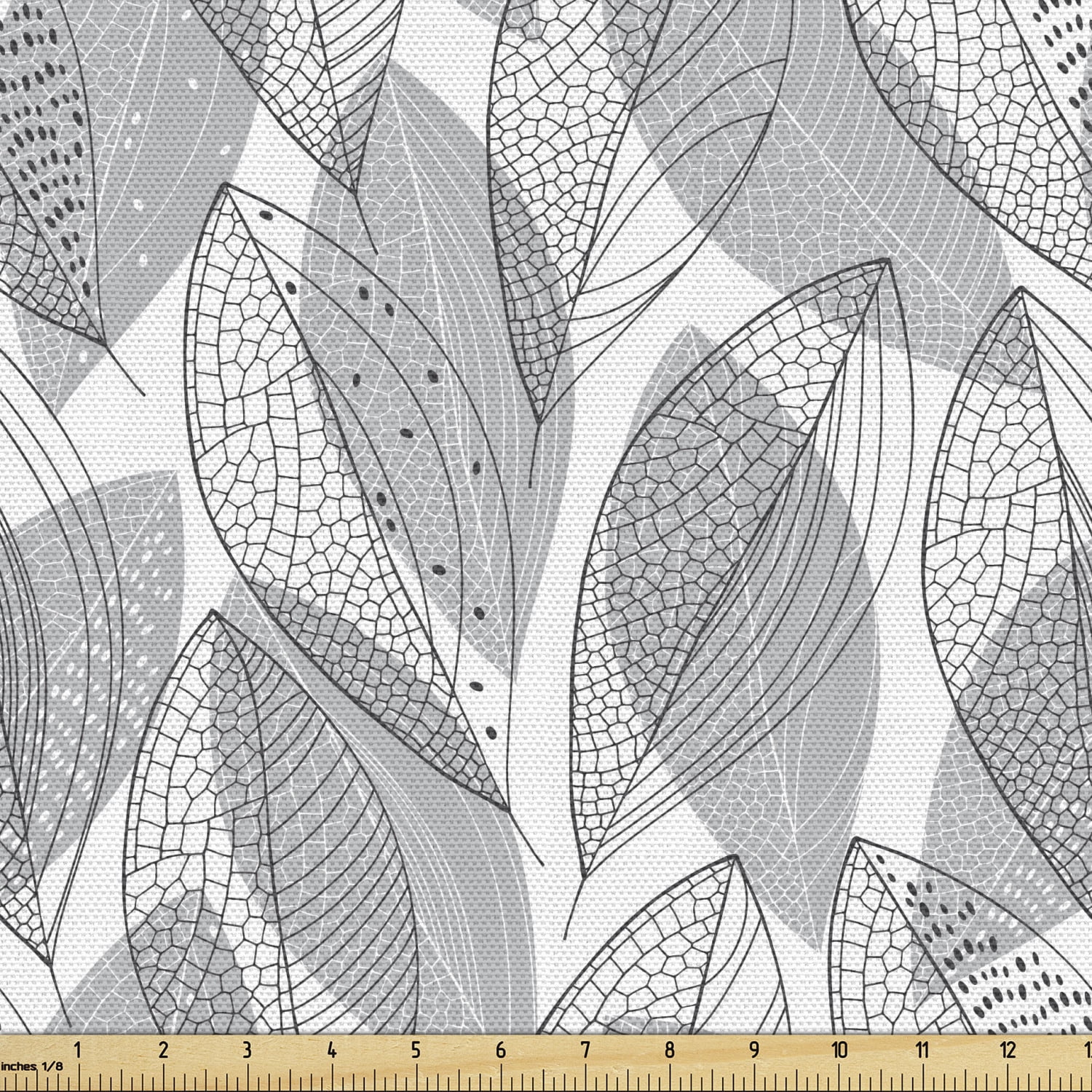 Muted Colors Fabric by the Yard, Pattern of High Detailed Leaf ...