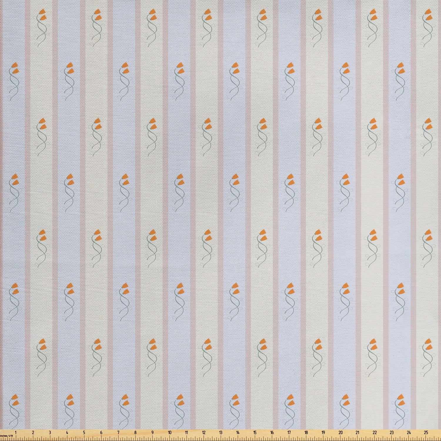 Muted Colors Sofa Upholstery Fabric by the Yard, Flowers on Vertical ...