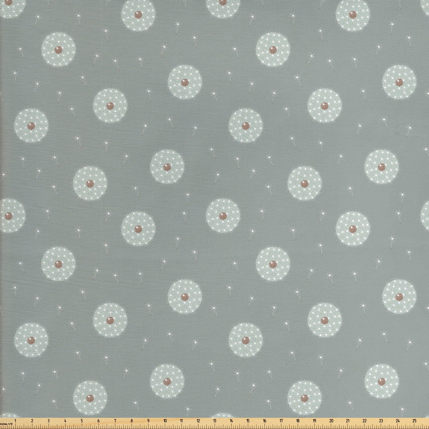 Muted Colors Upholstery Fabric by the Yard, Fluffy Delicate Dandelions ...