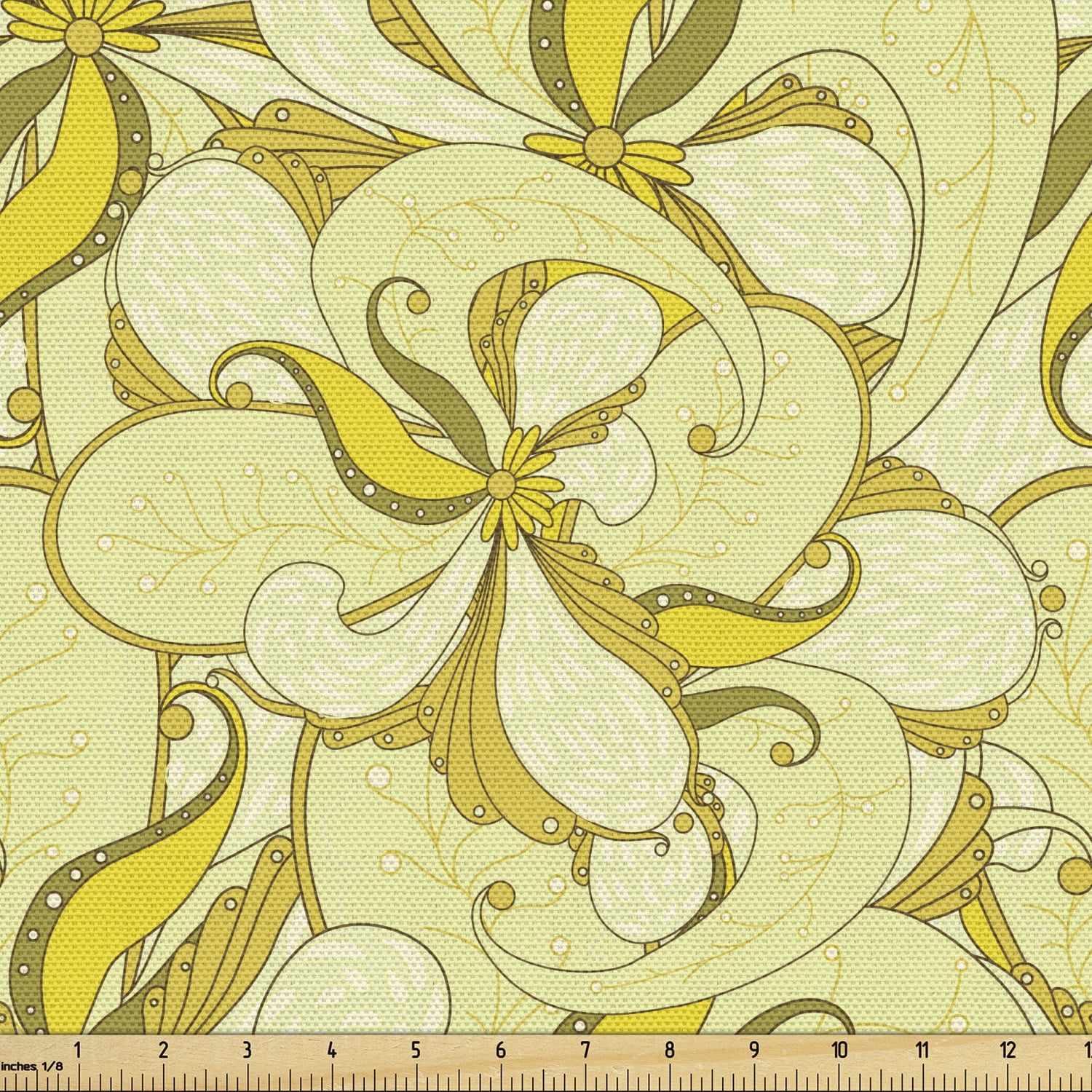 Muted Colors Upholstery Fabric by the Yard, Retro Summer Flowers and ...