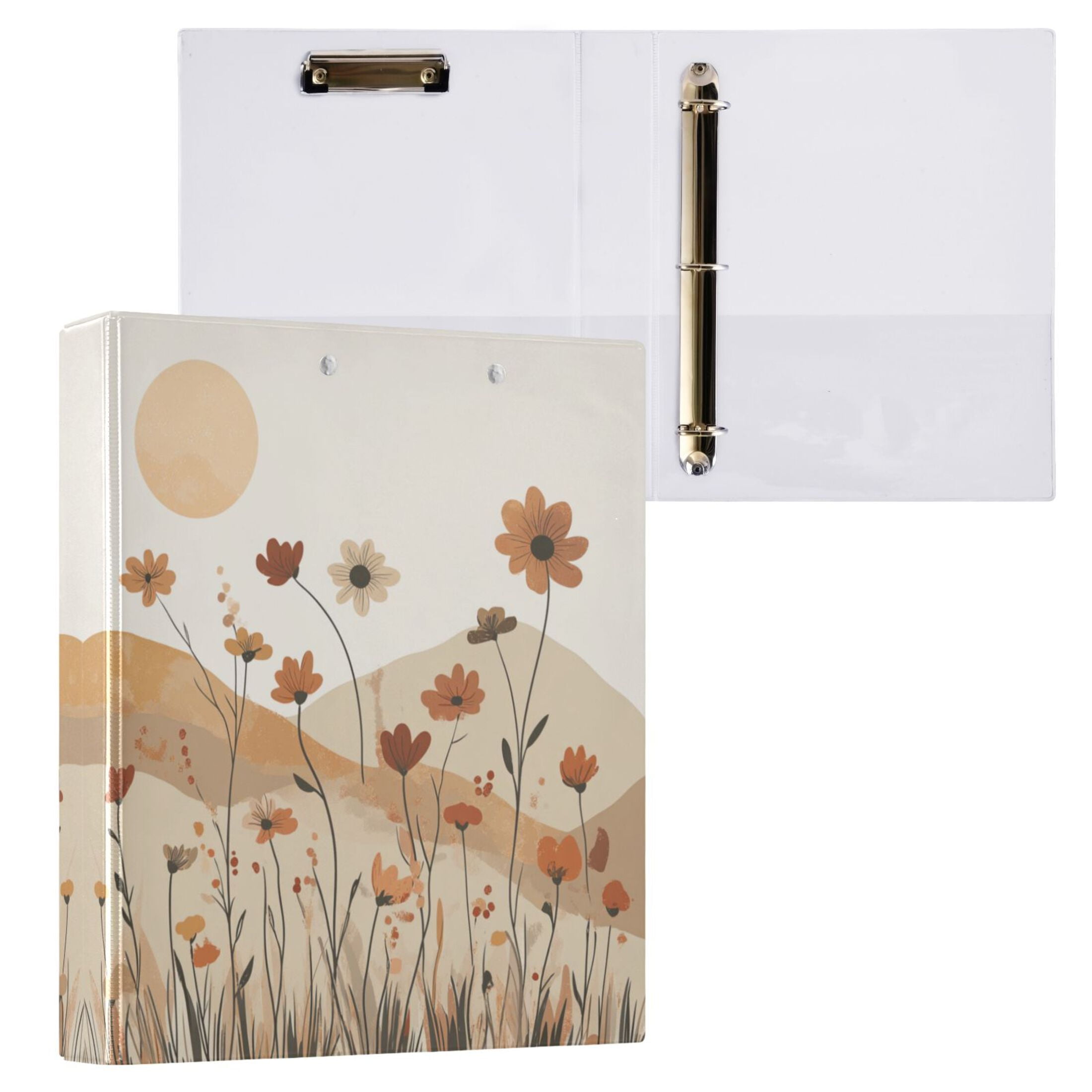 Muted Colors Wildflowers 3 Ring Hardcover Binders 1.5in Round Rings for ...