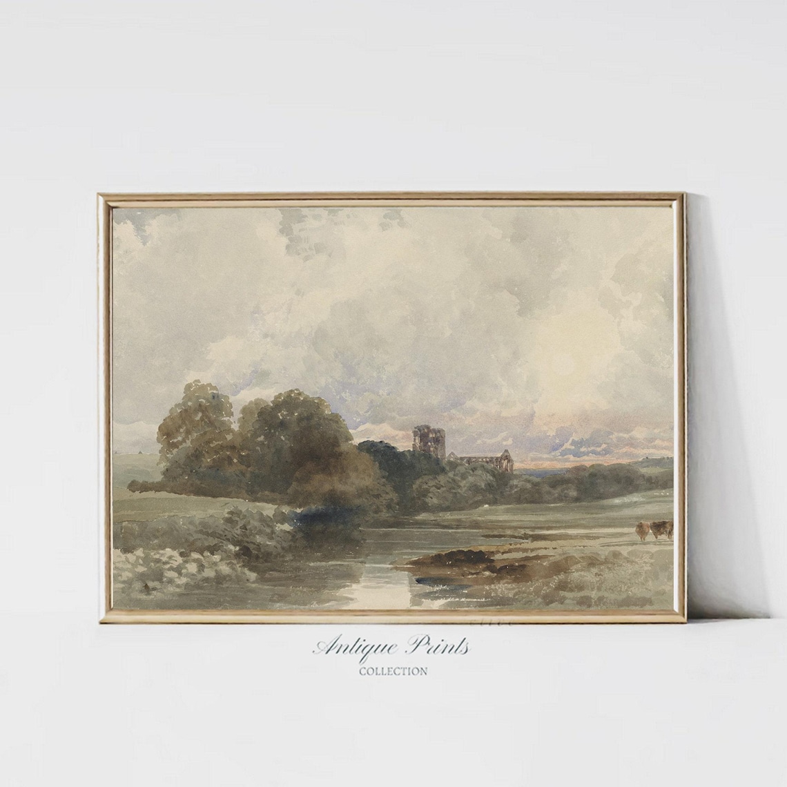 Muted Country, Vintage Neutral Landscape Wall Art, French Country Print ...