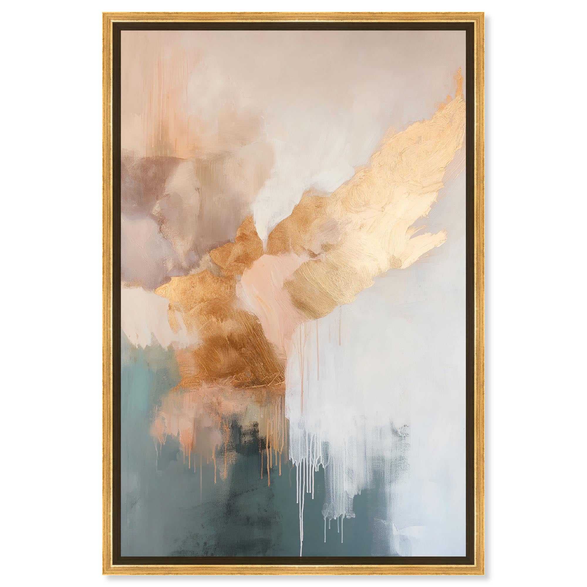 Muted Harmony Canvas Gold Leaf Wall Art by Art Remedy, Gold Frame, 36" x 54" - Walmart.com