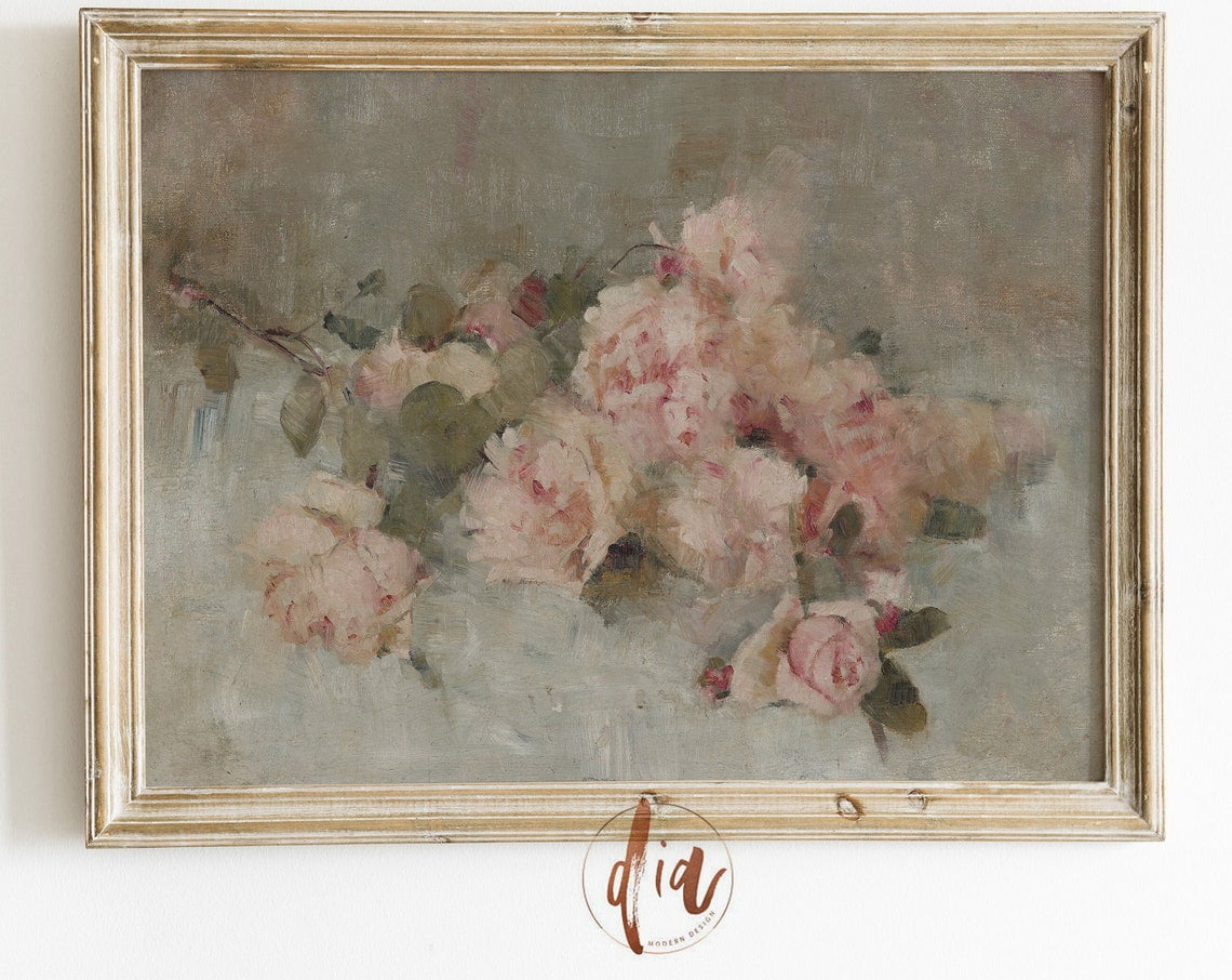 Muted Pink Roses Wall Art Print, Blush Pink Roses, Soft Pink Flowers ...
