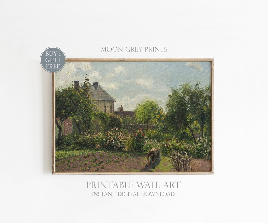 Muted Rural Scenery Wall Art, Pastoral Landscape Vintage Oil Painting ...