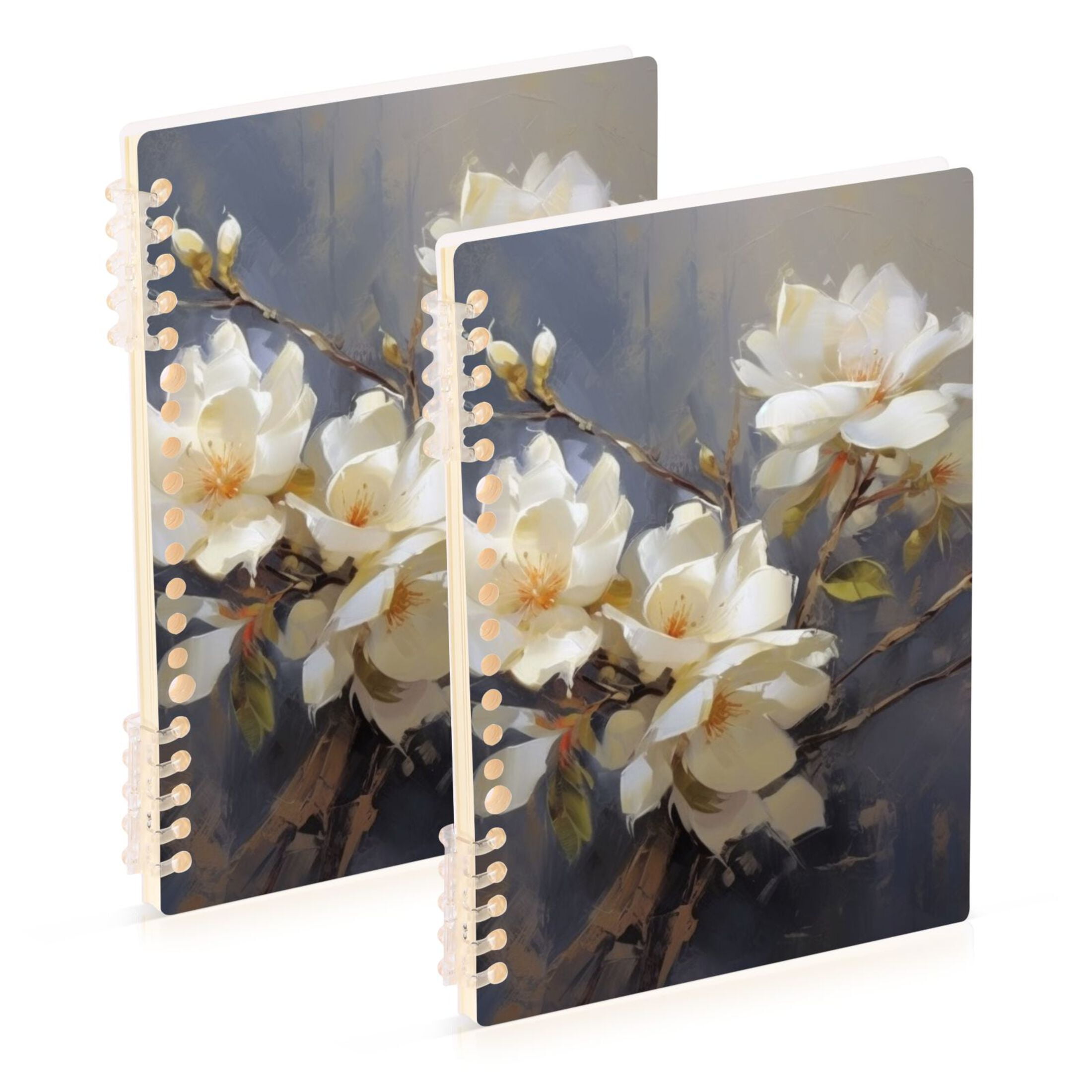 Muted White Flowers Lined Spiral Journal Notebook 60 Pages A5 College ...