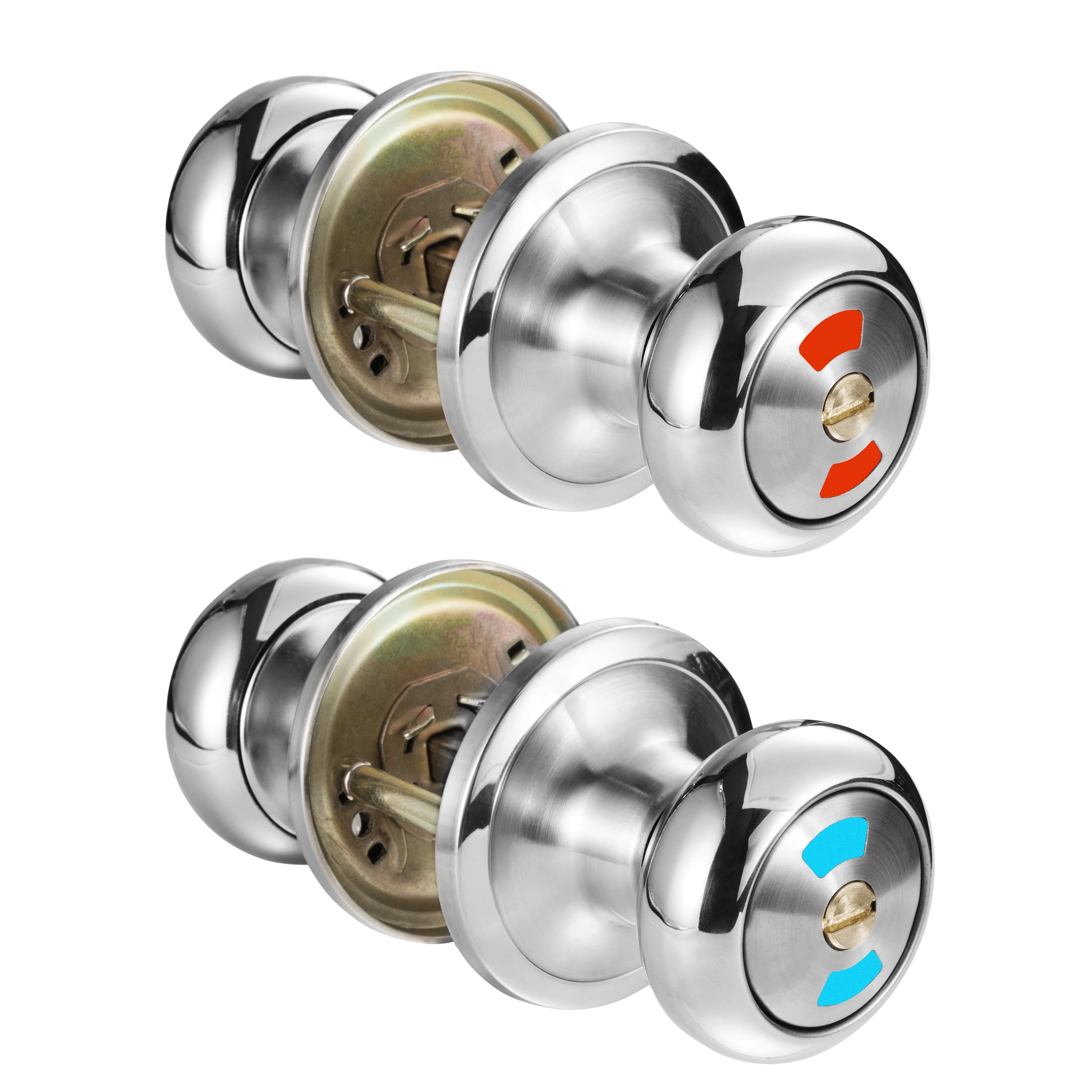 Mutex Twin-Pack Bathroom Door Lock Knob, Color Indicator for Vacant or ...