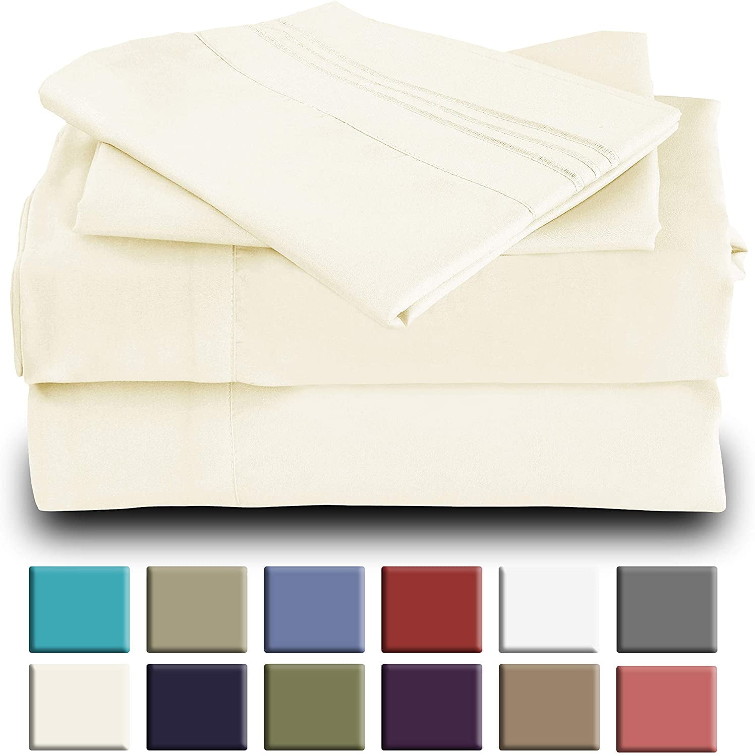 Mutlu Home Goods Rayon Made From Bamboo Sheets Set, Full Ivory Sheets ...