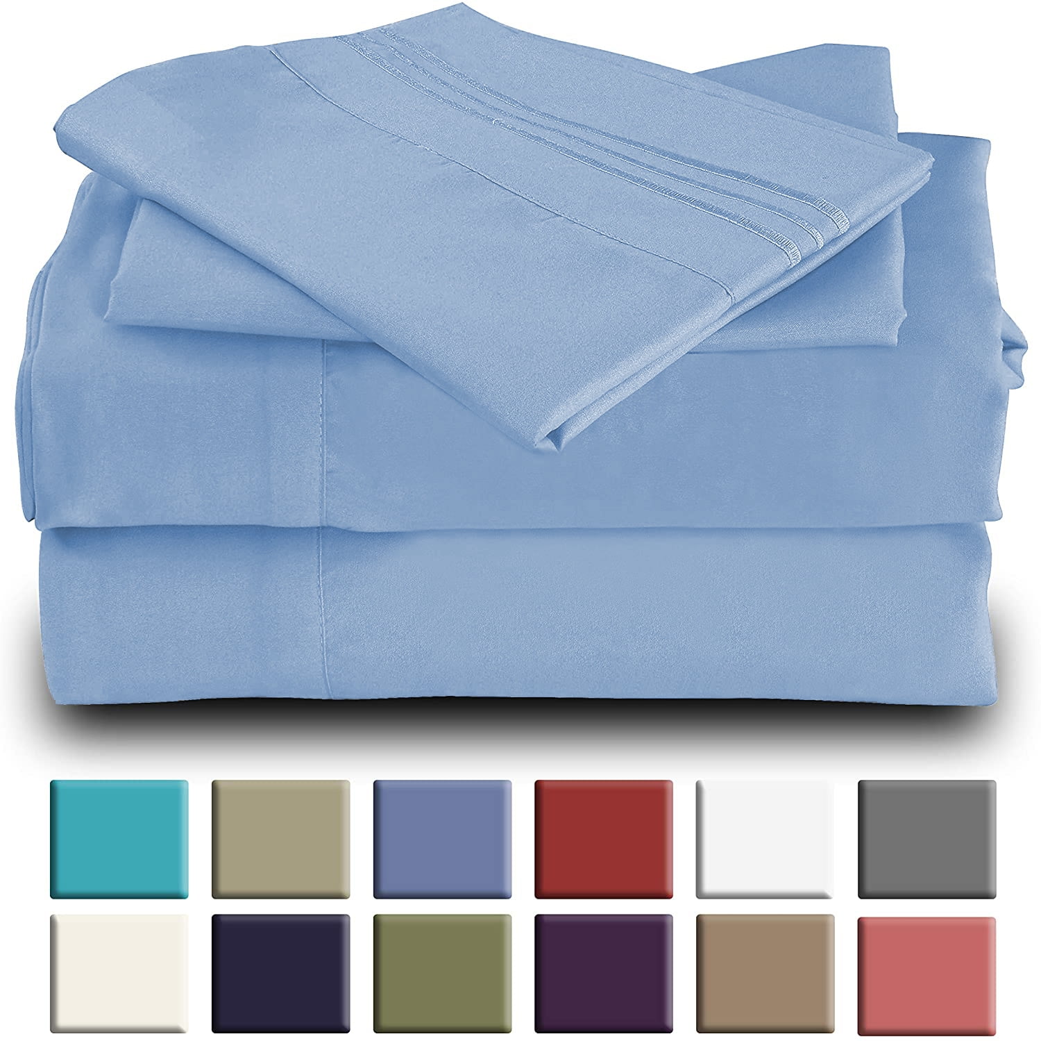 Mutlu Home Goods Rayon Made From Bamboo Sheets Set, Full Light Blue ...