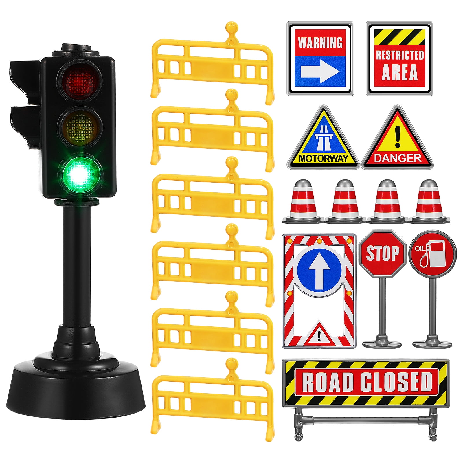 Mutmorningal 1 Set Traffic Signs Mini Traffic Cones Traffic Light Road ...