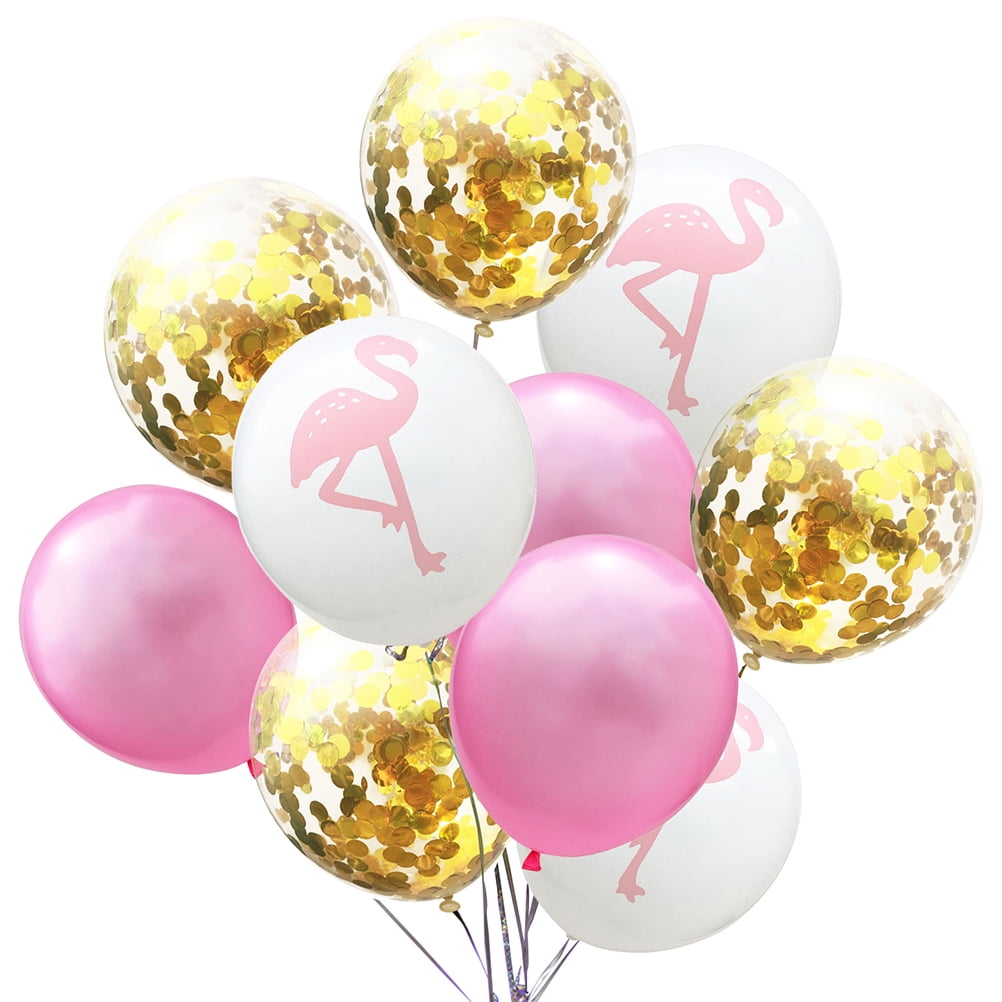 Mutmorningal 10 Pcs 12 Inch Balloon Set Flamingo Printing Pure and Pink ...