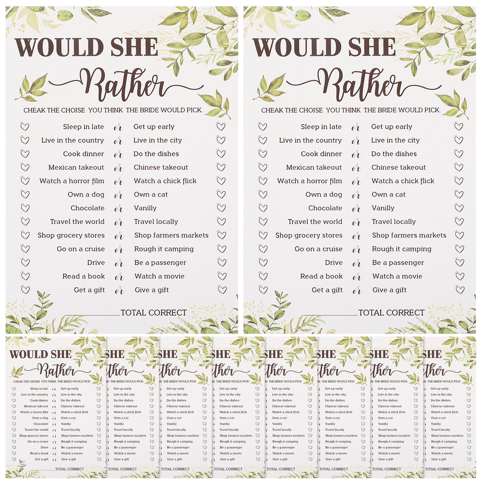 Mutmorningal 10pcs Bridal Shower Wedding Tacit Game Cards Unique ...