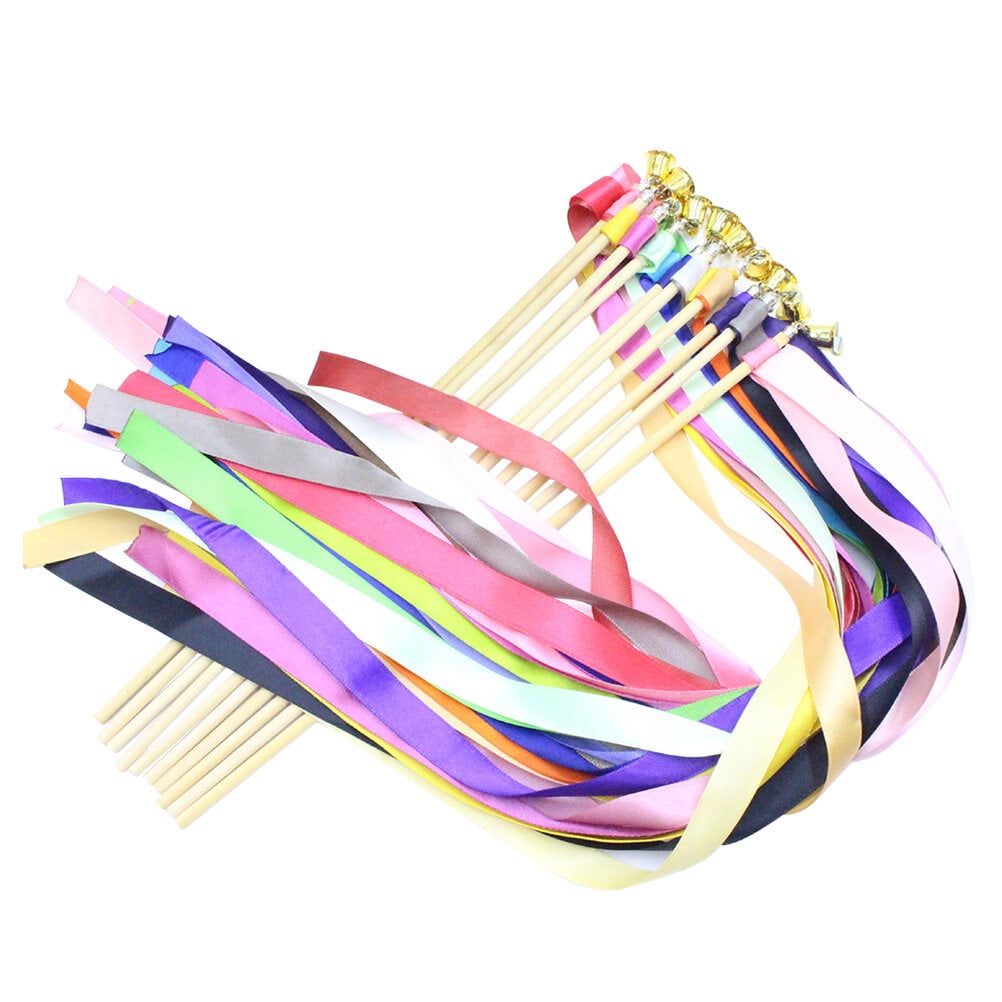 Mutmorningal 12pcs Colorful Delicate Ribbon Streamers Kids Fairy Stick ...