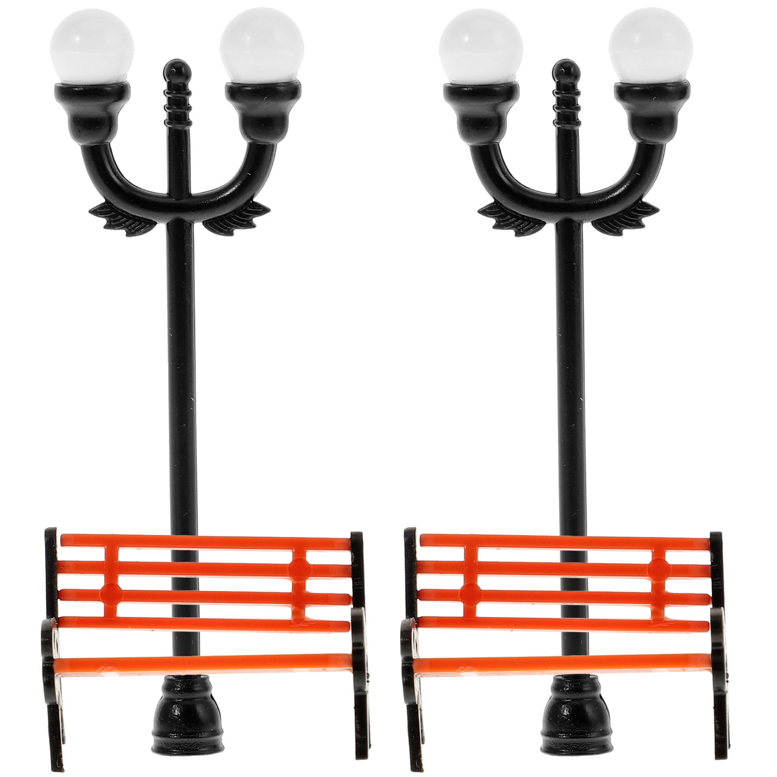 Mutmorningal 2 Sets Street Lamp Post Miniature Park Bench: Street Light ...