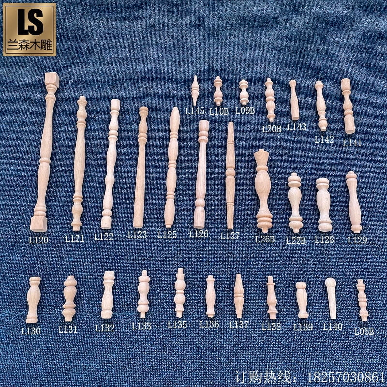 Mutmorningal 2pcs Wooden Baluster Spindles Unfinished Decorative Wood ...