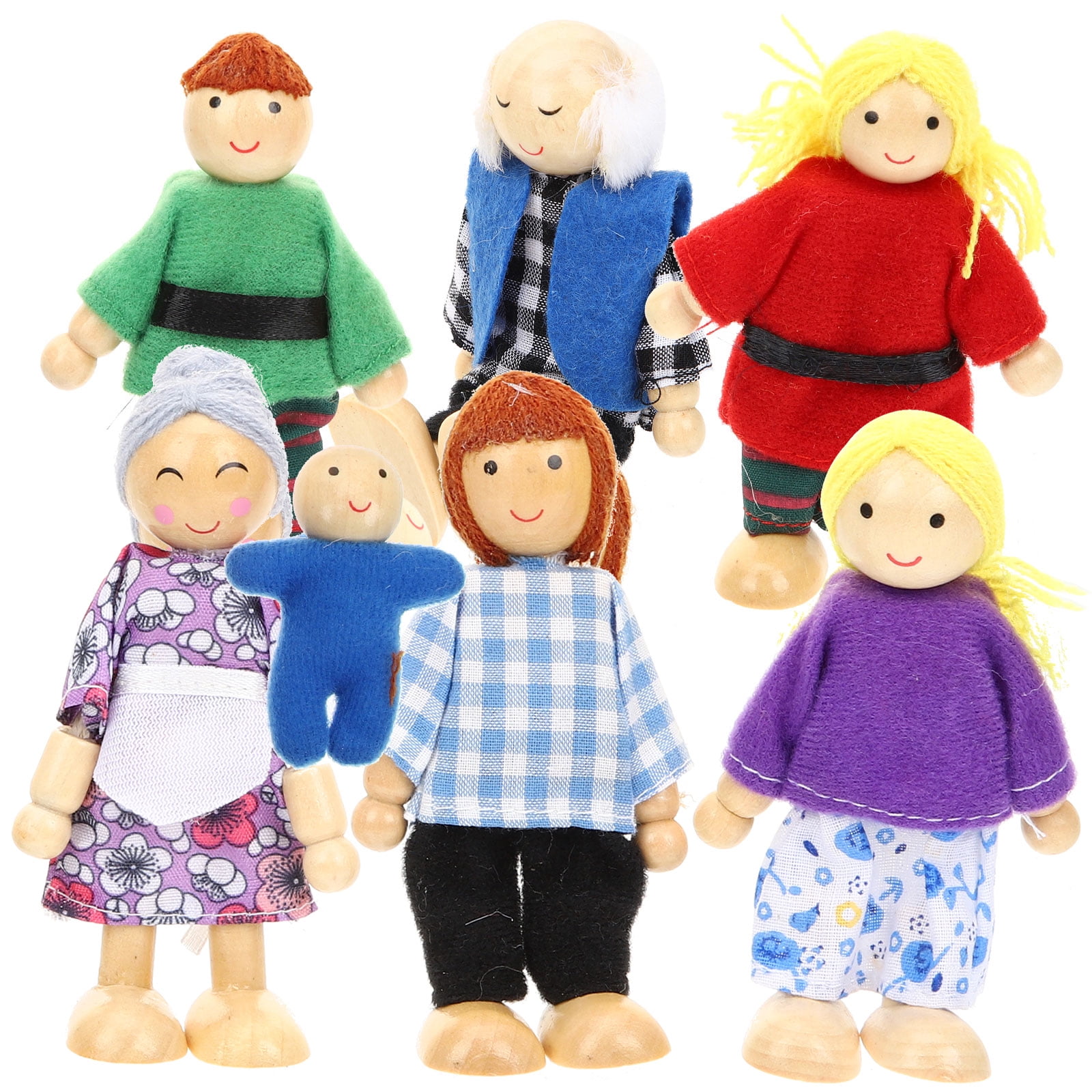 Mutmorningal 7Pcs Playing House Dolls Family Role Puppets Toddle Puppet ...