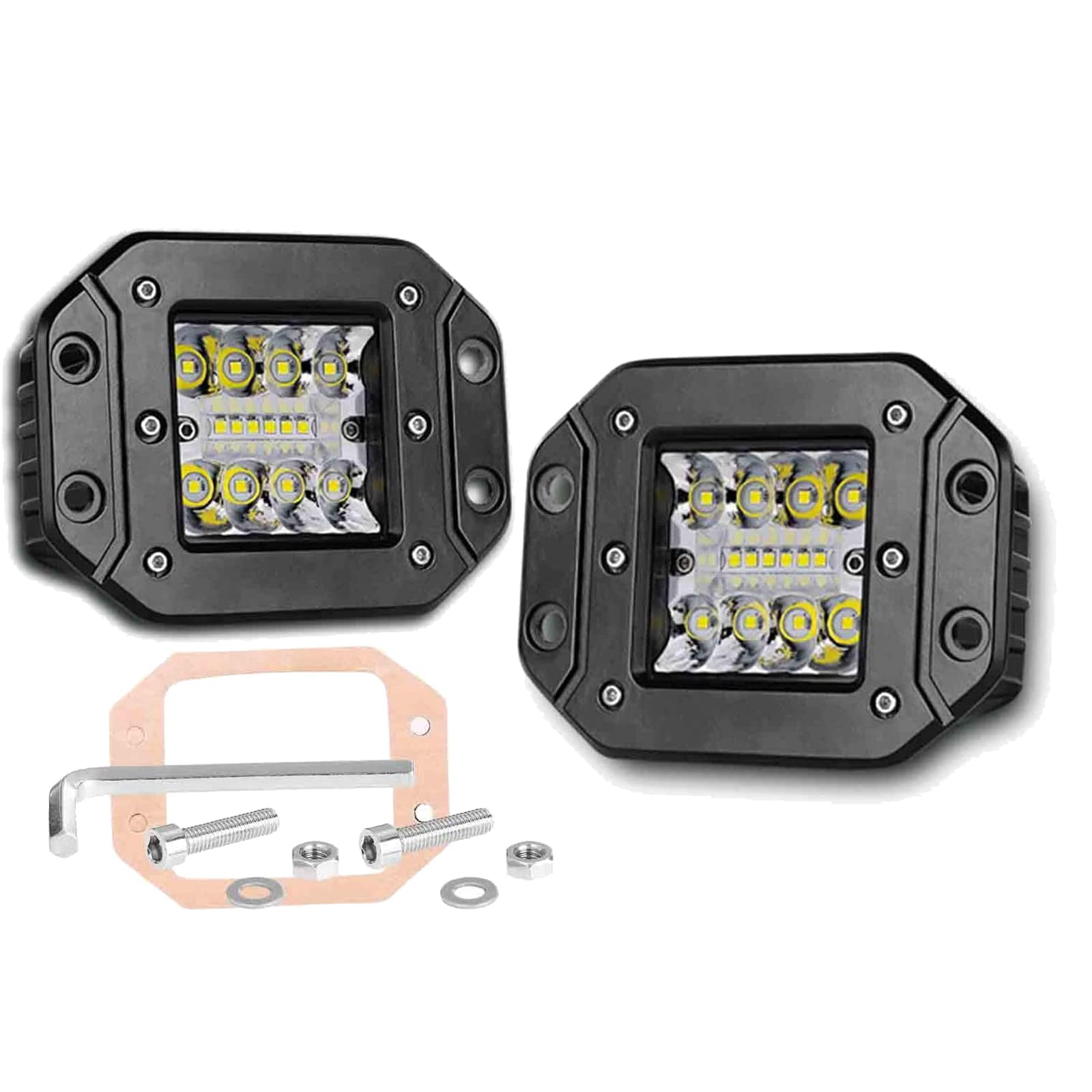 Muto-Beam Flush Mount LED RRF12 Pods, 5 inch 80W Flush Fog Light LED ...