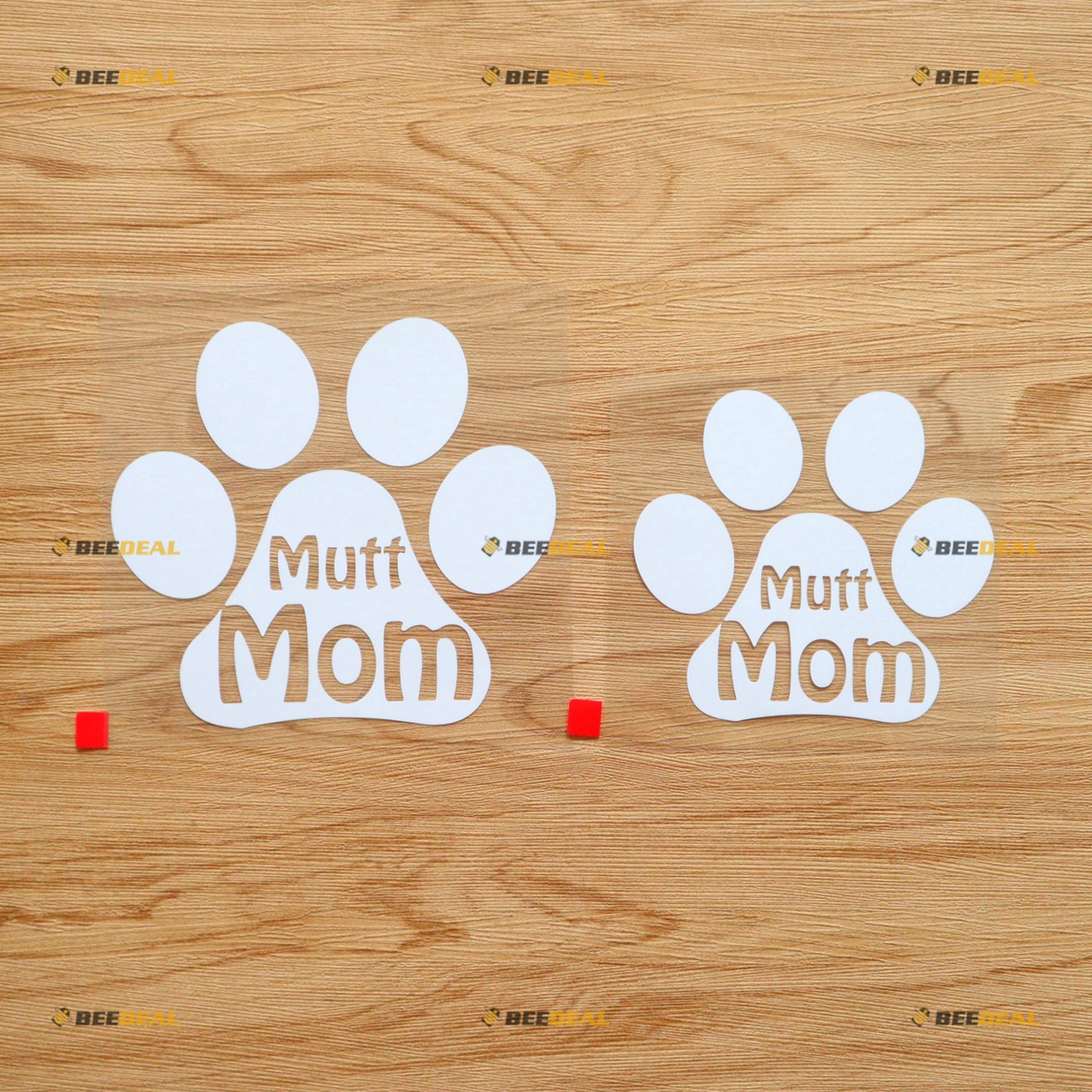 Mutt Mom Dog Paw Print Sticker Decal Vinyl - 2 Pack White, 4 Inches, 5 ...