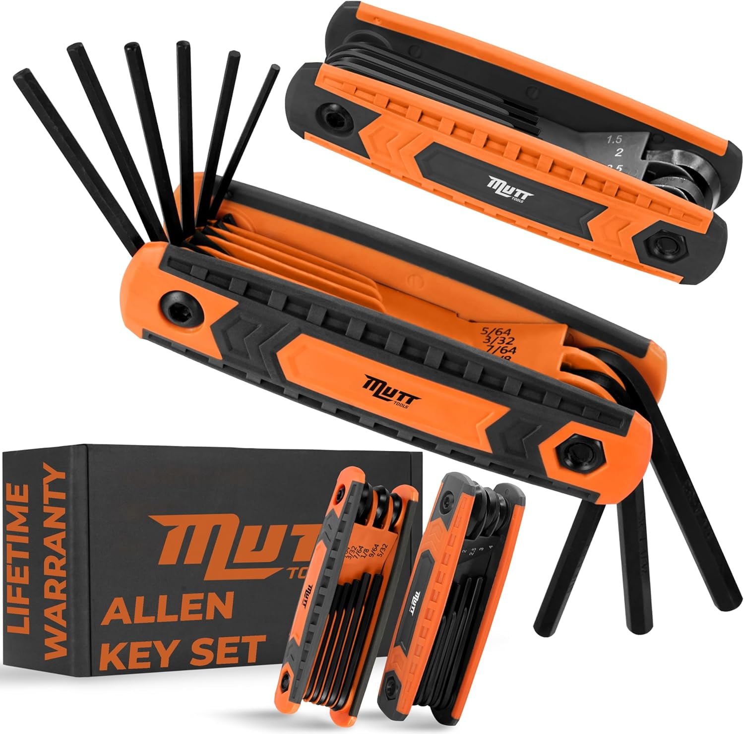 Mutt Tools 17pc Folding Allen Key Set - SAE & Metric Hex Wrench Set ...