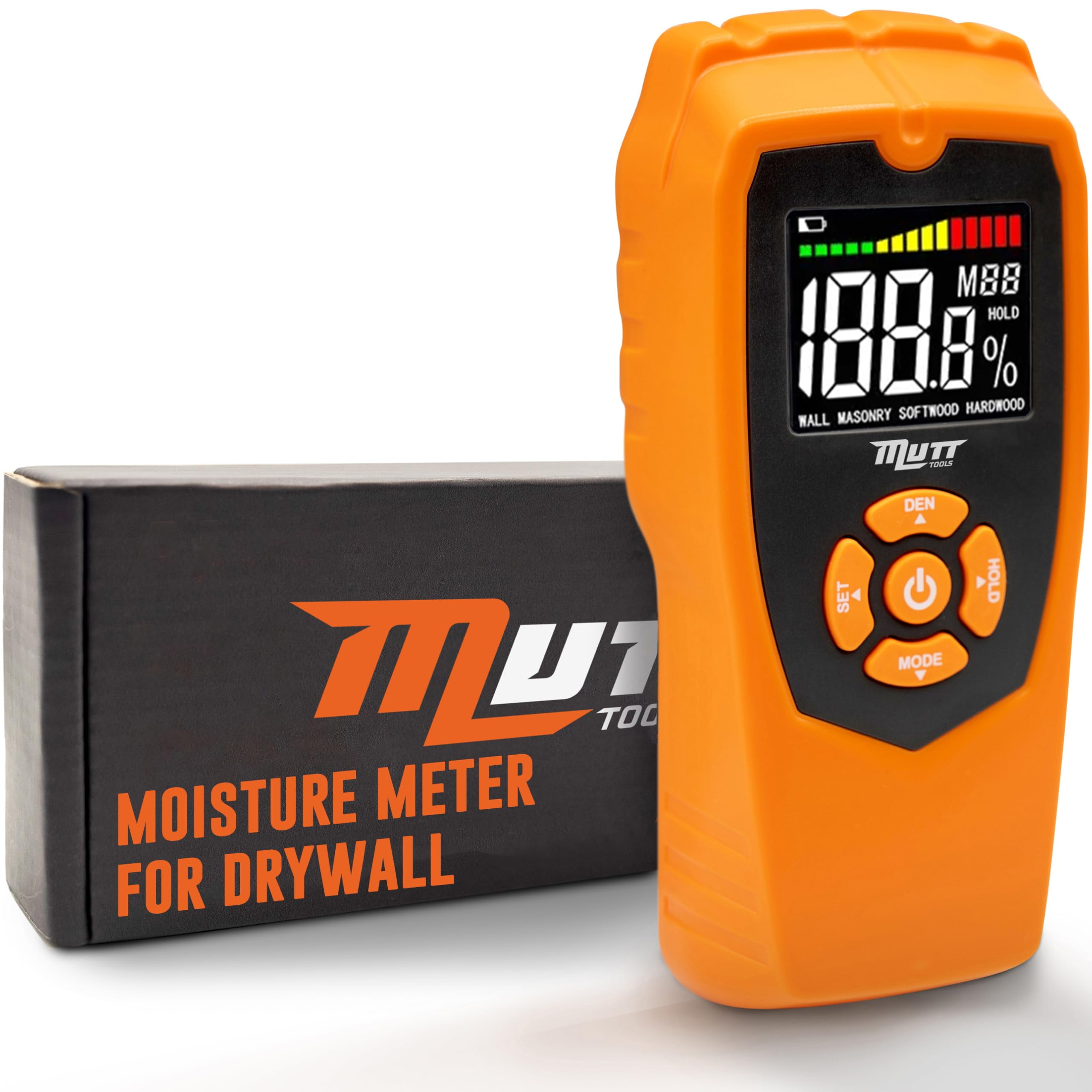Mutt Tools Pinless Moisture Meter for Drywall - Non-Destructive Wood ...