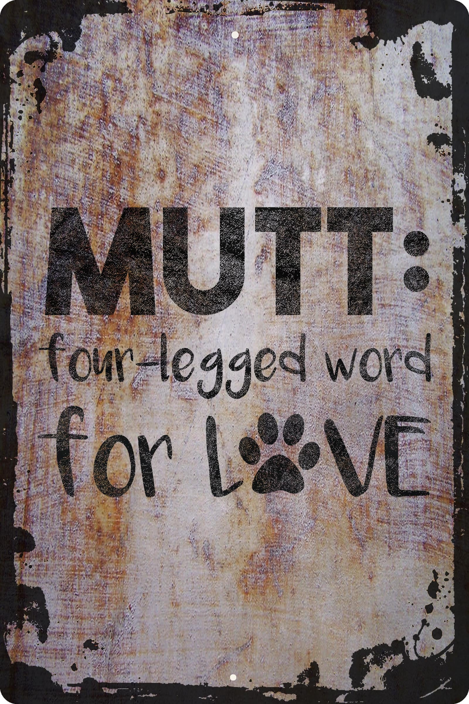 Mutt four legged word for love paw print funny dogs animals Beige Wall ...