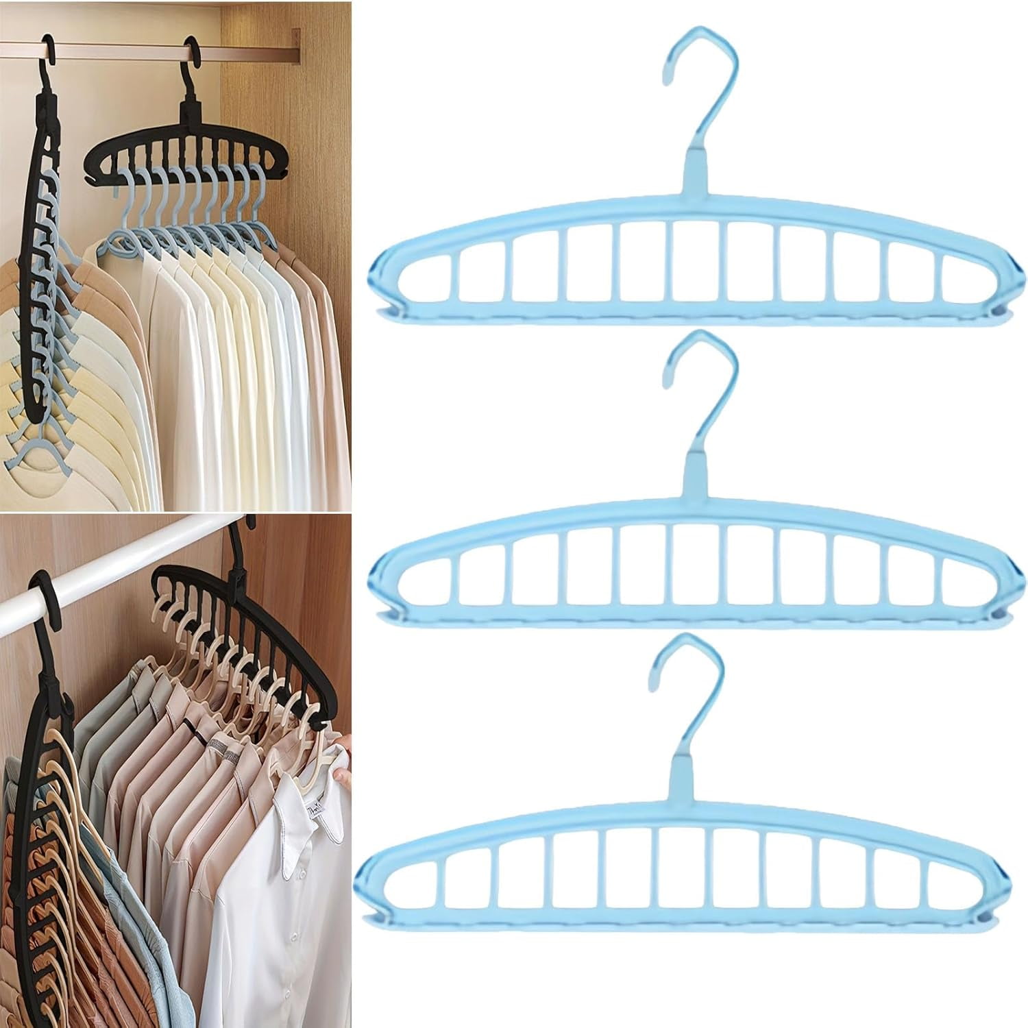 Muttifunctional 11-Hole Hanyer, Seamlessly Foldable Clothes Hanger ...