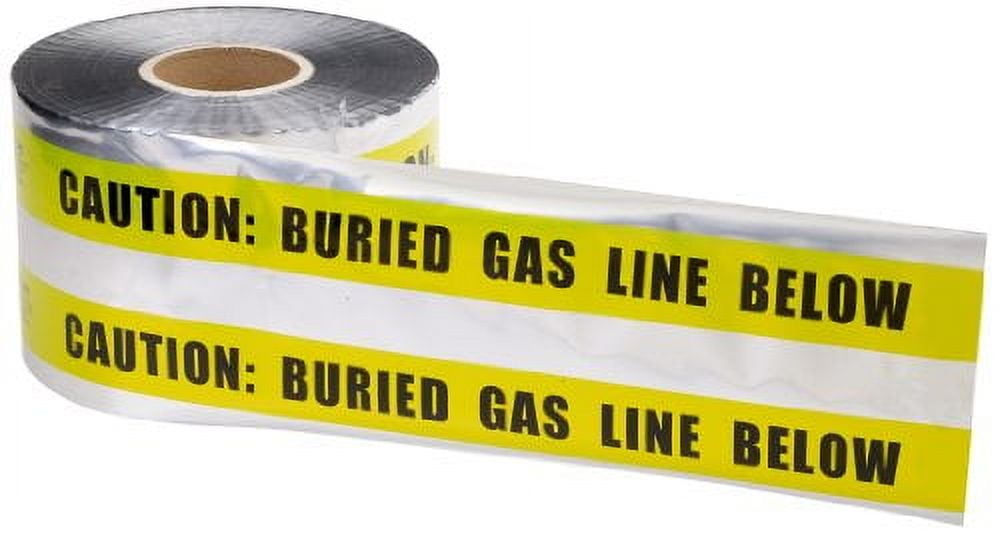 Mutual 17774 Polyethylene Underground Gas Line Detectable Marking Tape, 1000' Length x 6" Width ...