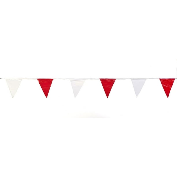 Mutual Industries Pennant Flag 9" x 12" x 60' Red/White 10/Pack 14991 ...