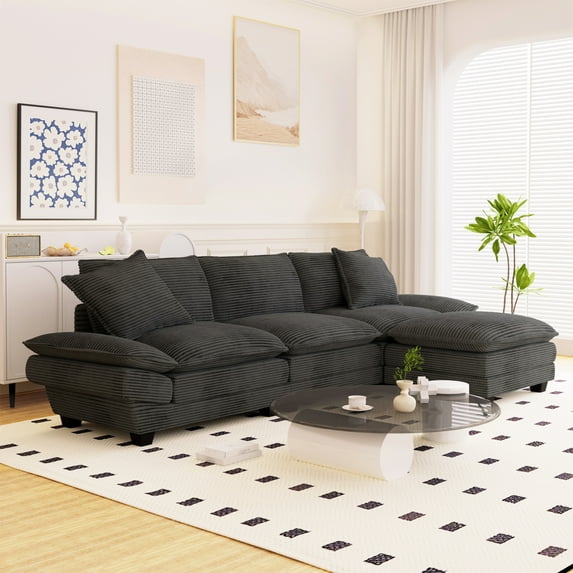 Muumblus 108" Sectional Sofa with Ottoman, L-Shaped Sleeper Sofa ...