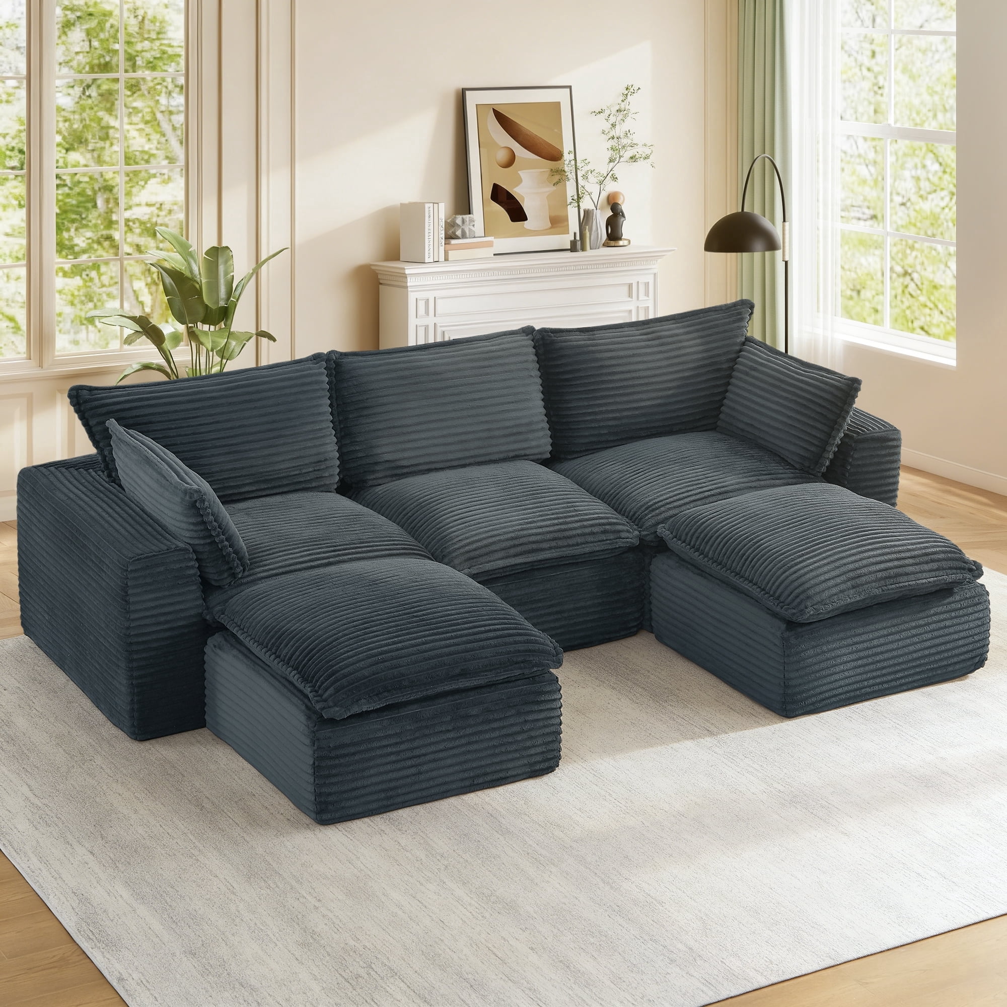 Muumblus 109" Modular Sectional Sofa with 2 Movable Ottoman,Oversized ...