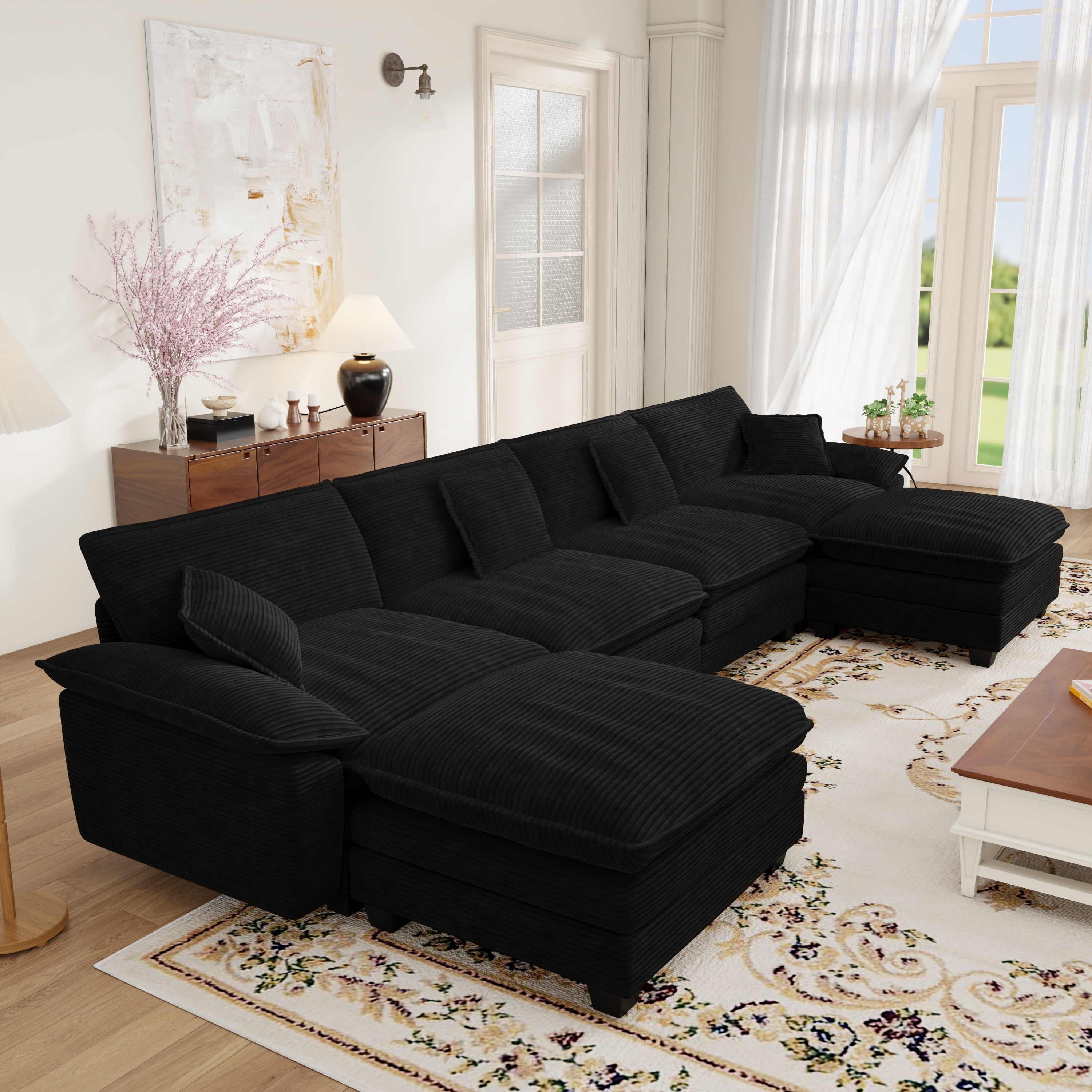 Muumblus Modular Sectional Sofa with 2 Ottoman, Oversize U-Shape Couch ...