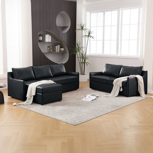 Muumblus 2 Pieces Modern Mid-Century Living Room Sofa Sets, Loveseat ...