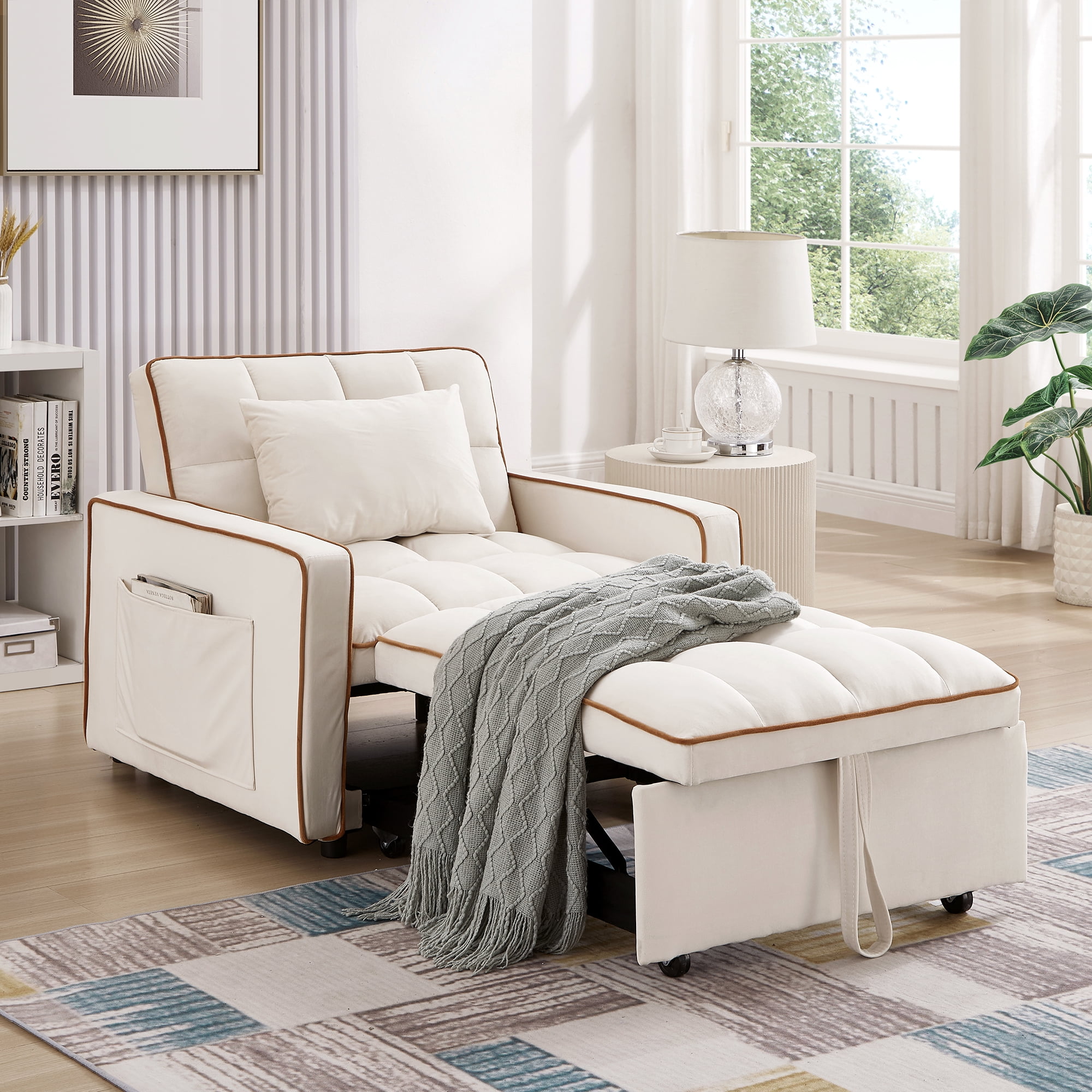 Muumblus 3-in-1 Convertible Chair Bed, Adult Sleeper Chair Lounge ...