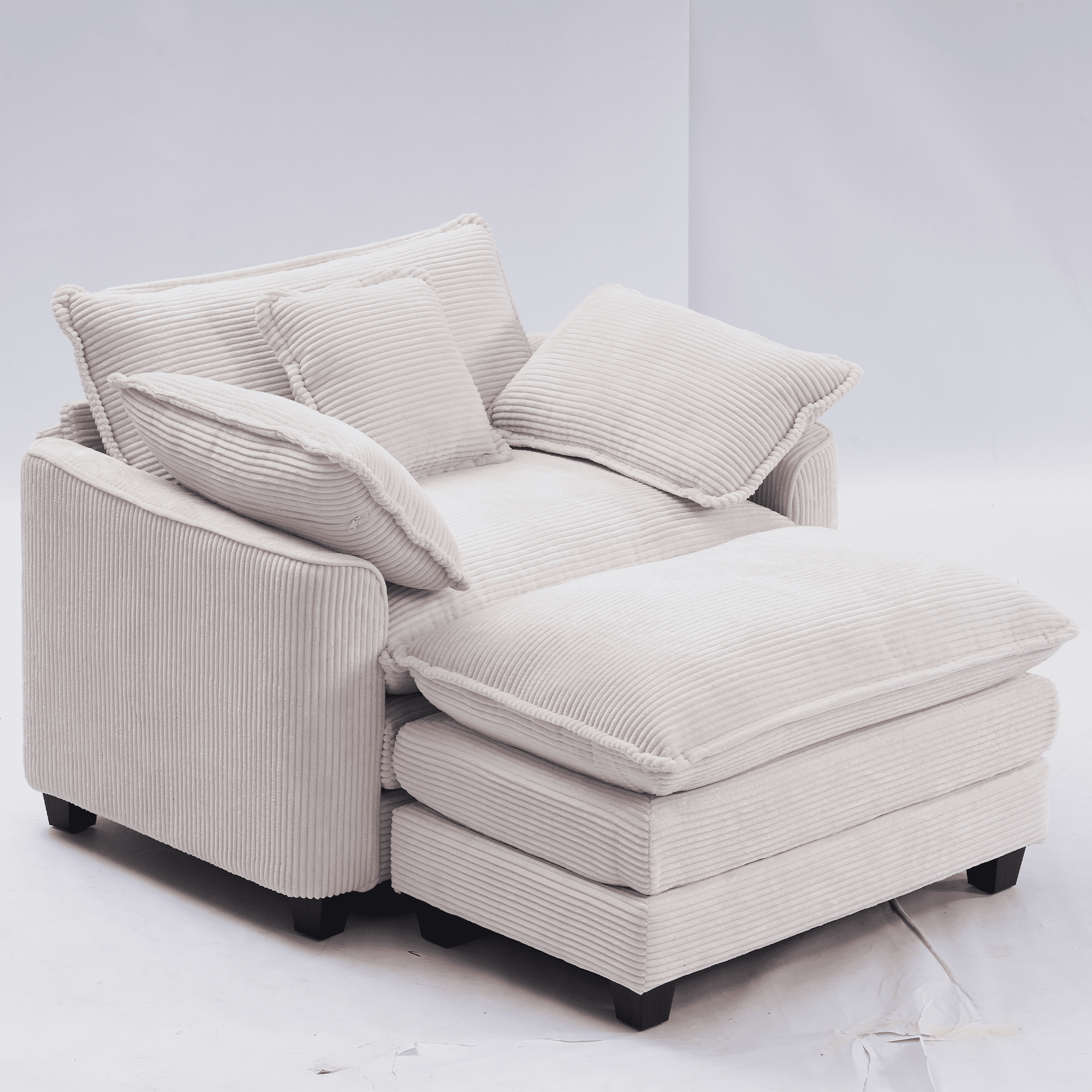 Muumblus 46" Indoor Lounge Chair with Ottoman, Corduroy Cozy Accent ...