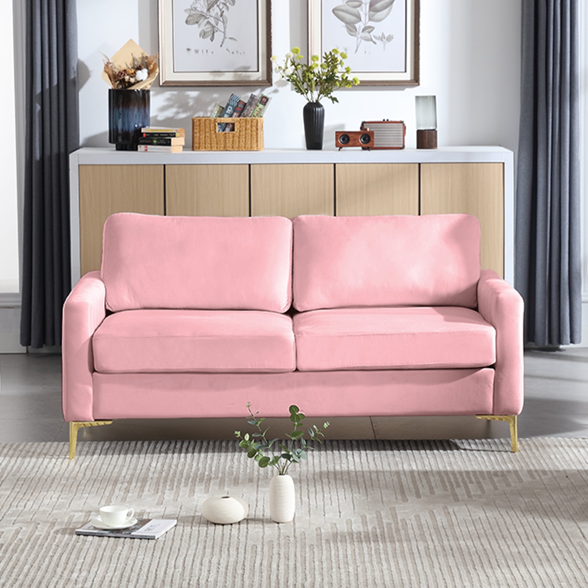 Muumblus 65 inch Loveseat Sofa, 2 Seater Sofa for Small Space, Tufted ...
