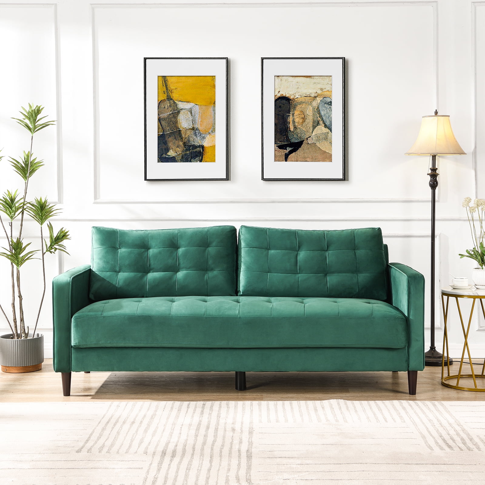 Muumblus 75 " Velvet Tufted Upholstered Sofa Couch Modern Comfortable ...