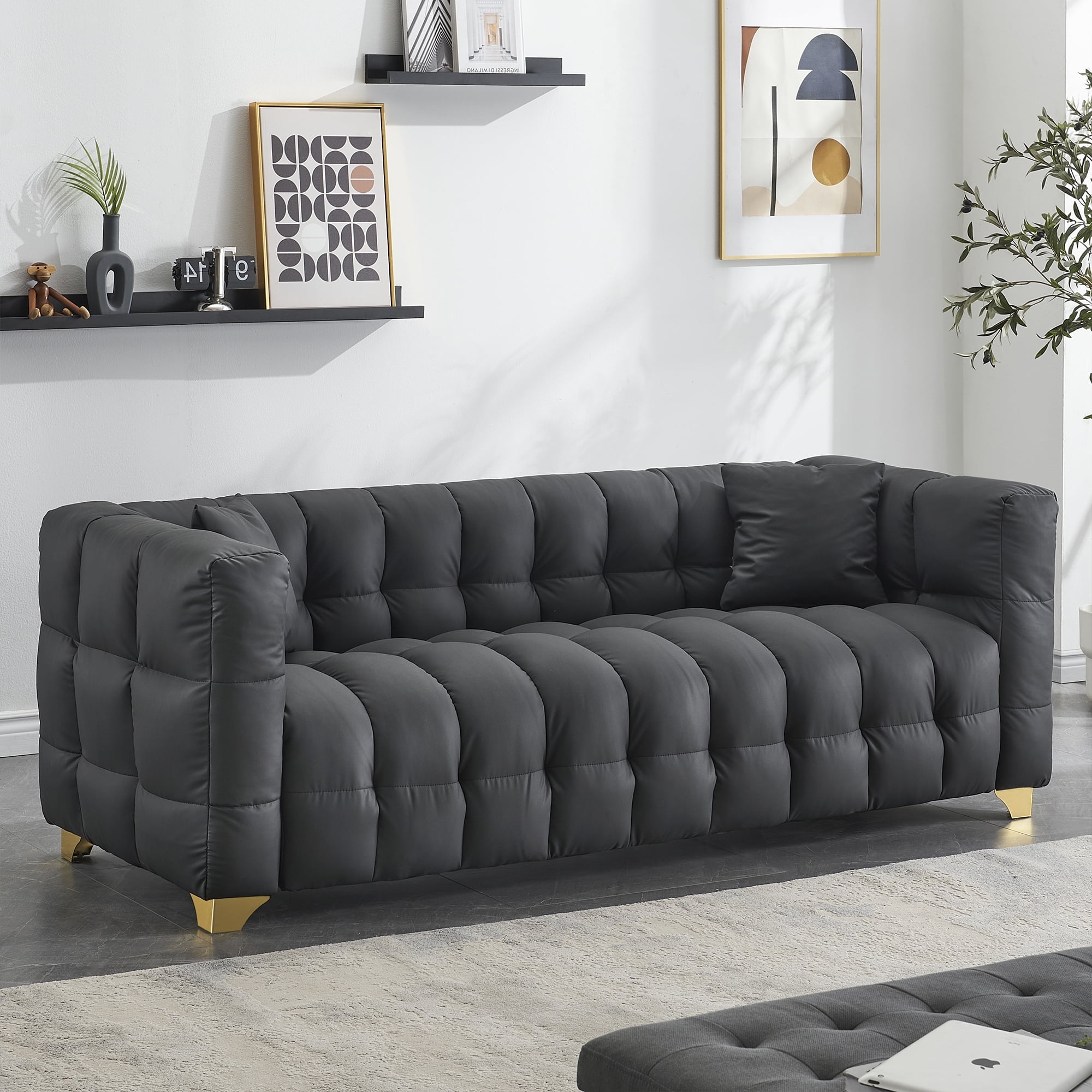 FFH 80" Modern 3-Seater Sofa with Waterproof and Stain-Proof Fabric ...