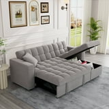 "Muumblus 84"" Convertible Sleeper Sofa, L-Shaped, Storage Chaise in ...