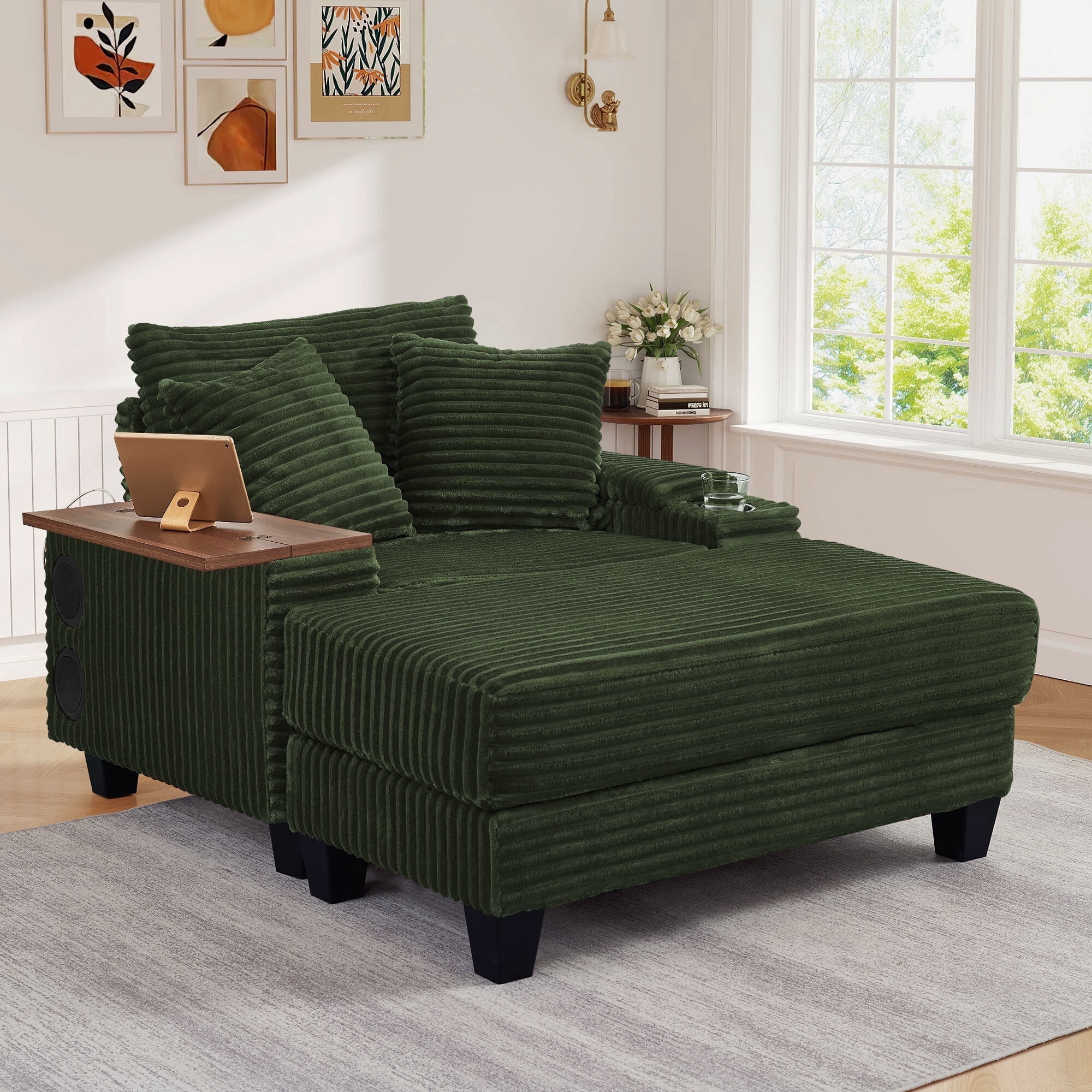 Muumblus Oversized Living Room Chair with Ottoman, Bluetooth Speaker ...