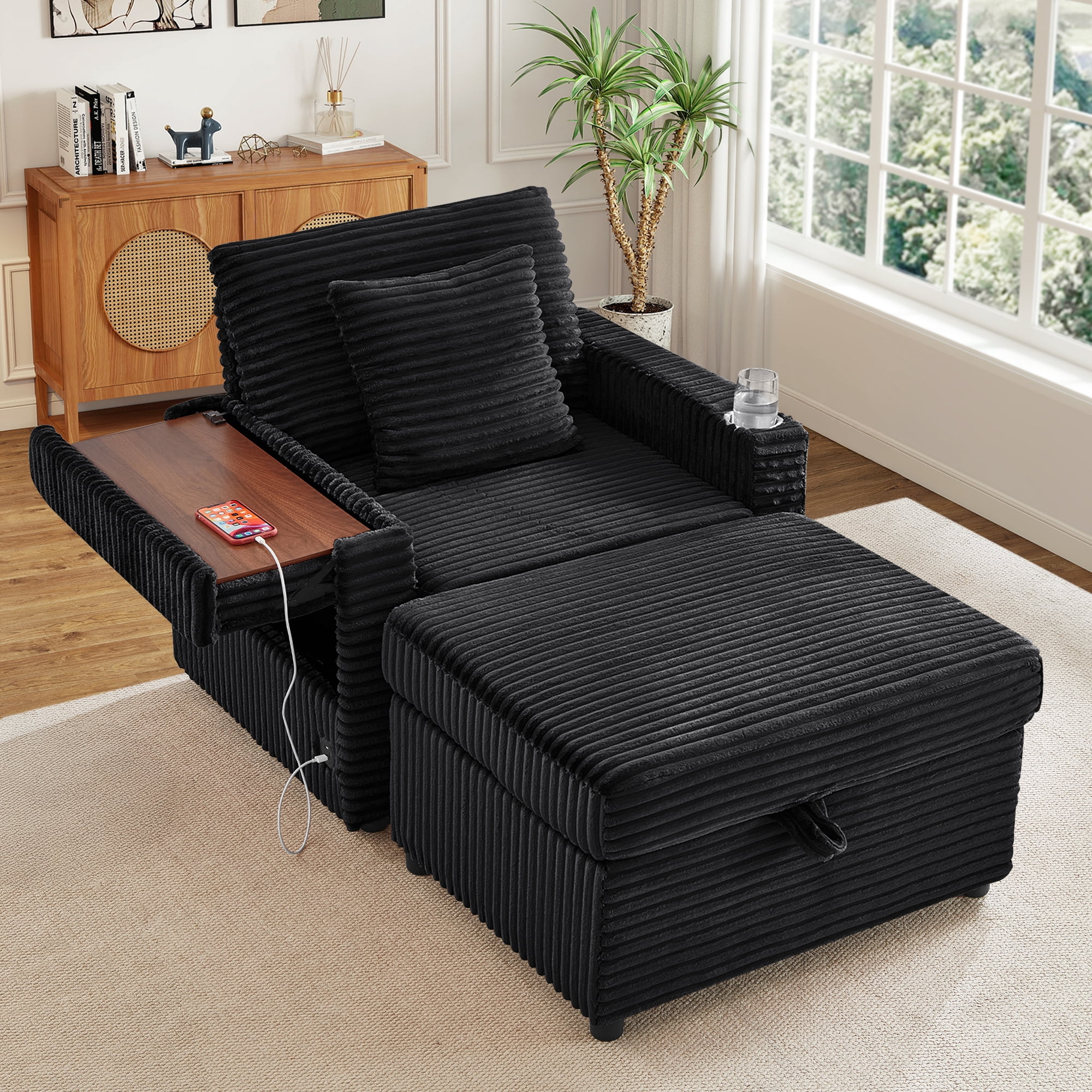Muumblus Accent Chair with Storage Ottoman & Side Table, Cozy Lounge ...