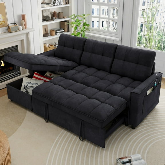6-in-1 Convertible Sleeper Sofa Bed, 118" L-Shaped Modular Sectional ...