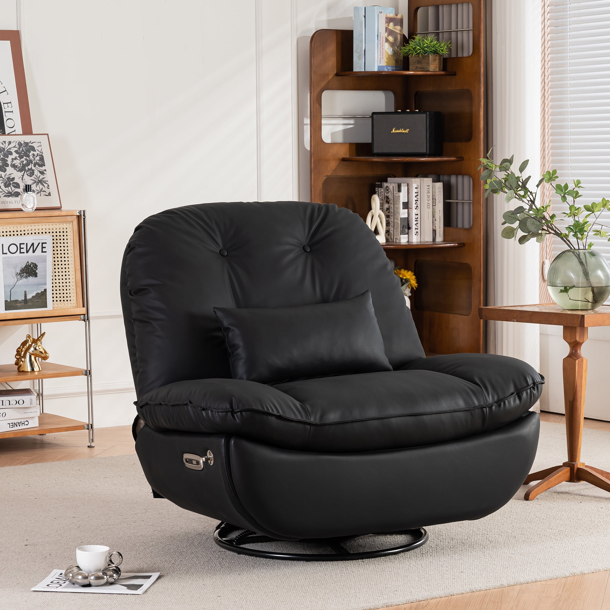 Muumblus Electric Recliner, Swivel Glider with Bluetooth USB, Leather ...
