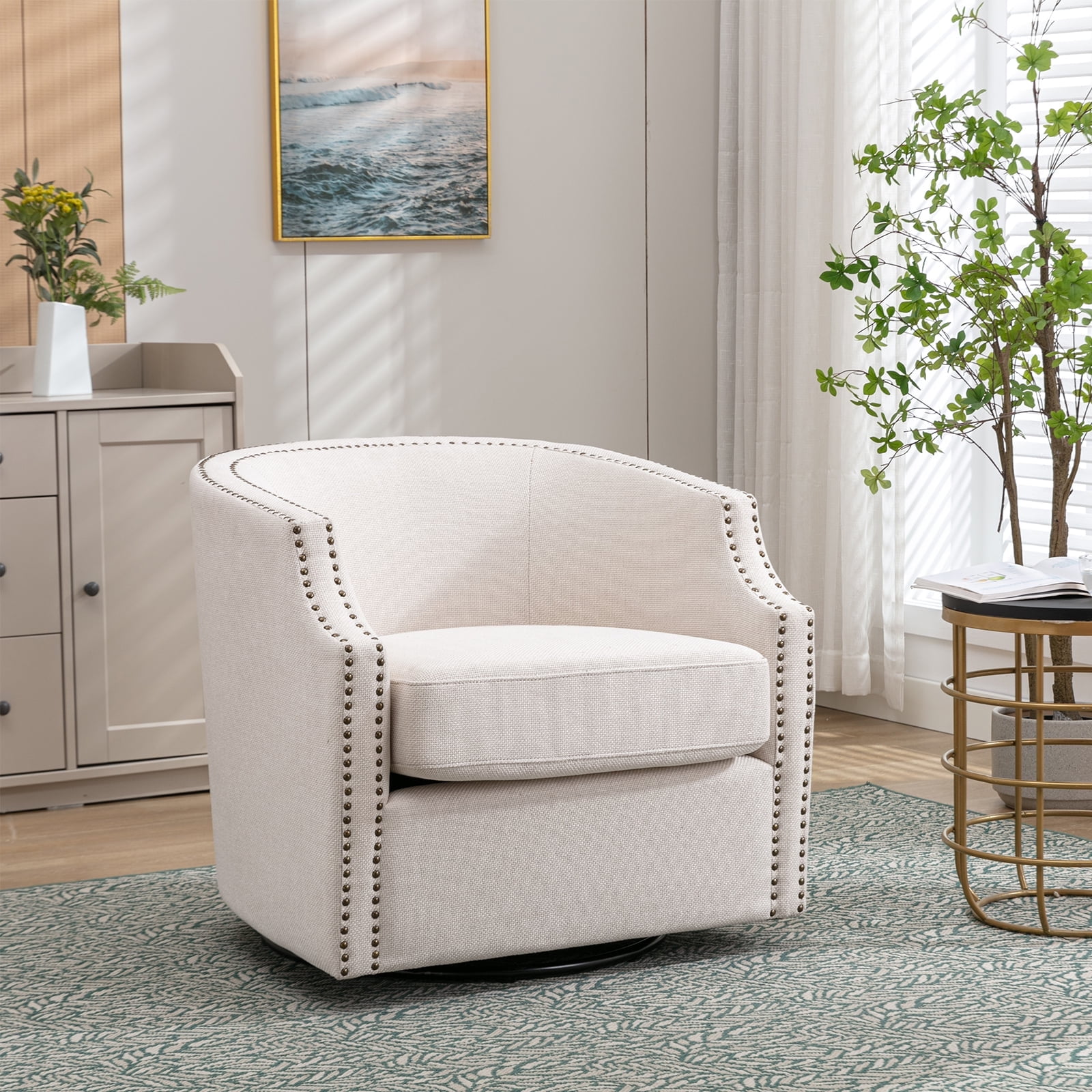 Muumblus Rocking Swivel Accent Club Chair, Mid Century Glider, Comfy ...