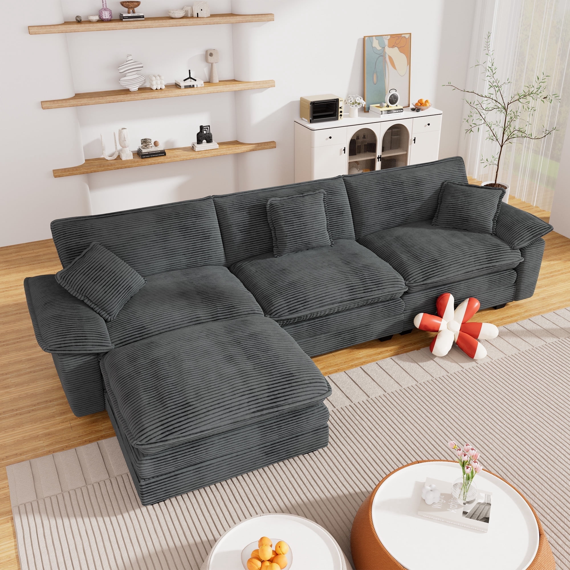Muumblus Modular Sectional Cloud Couch with Ottoman, Oversized L-Shaped ...