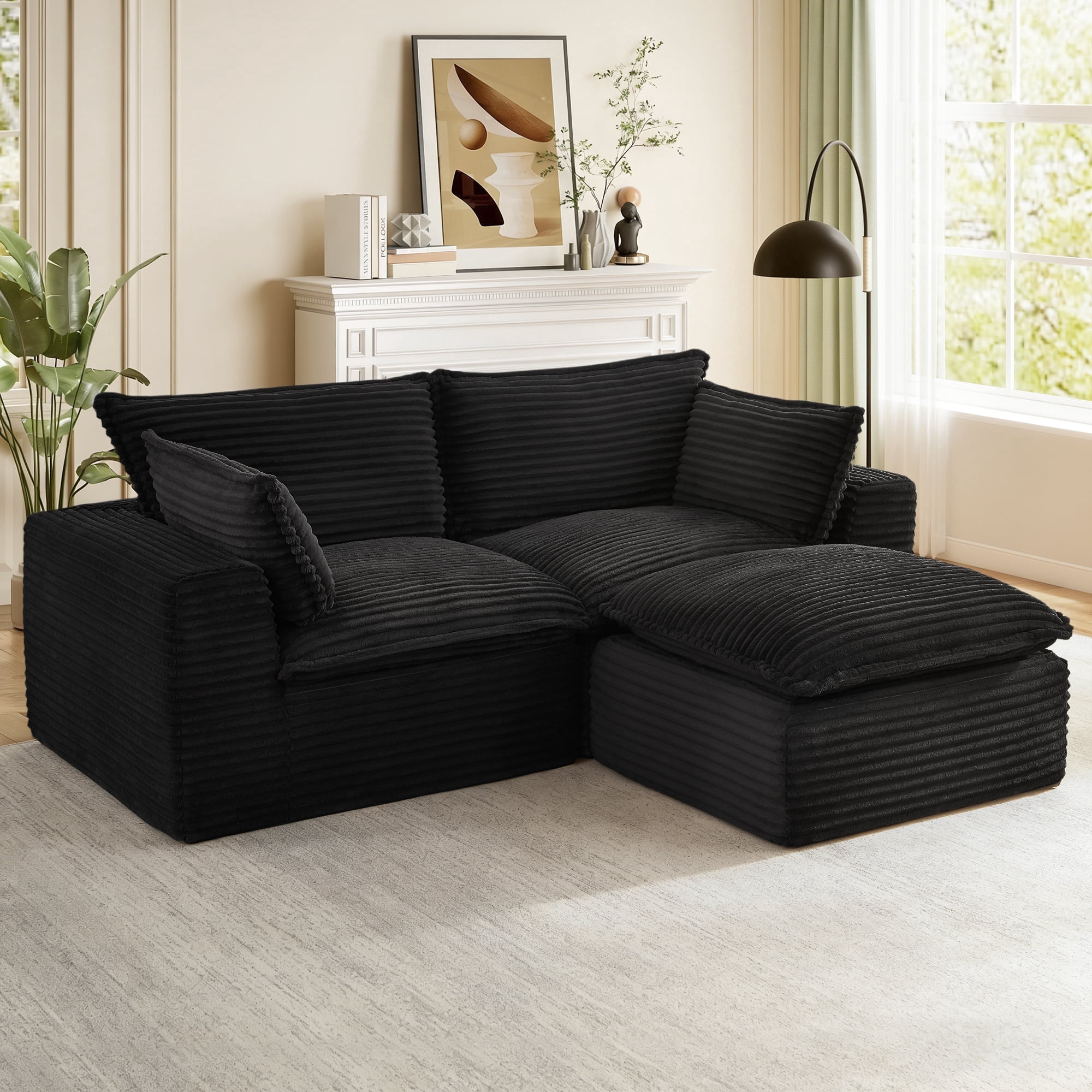 Muumblus 78" Modular Sectional Sofa with Movable Ottoman,Oversized ...