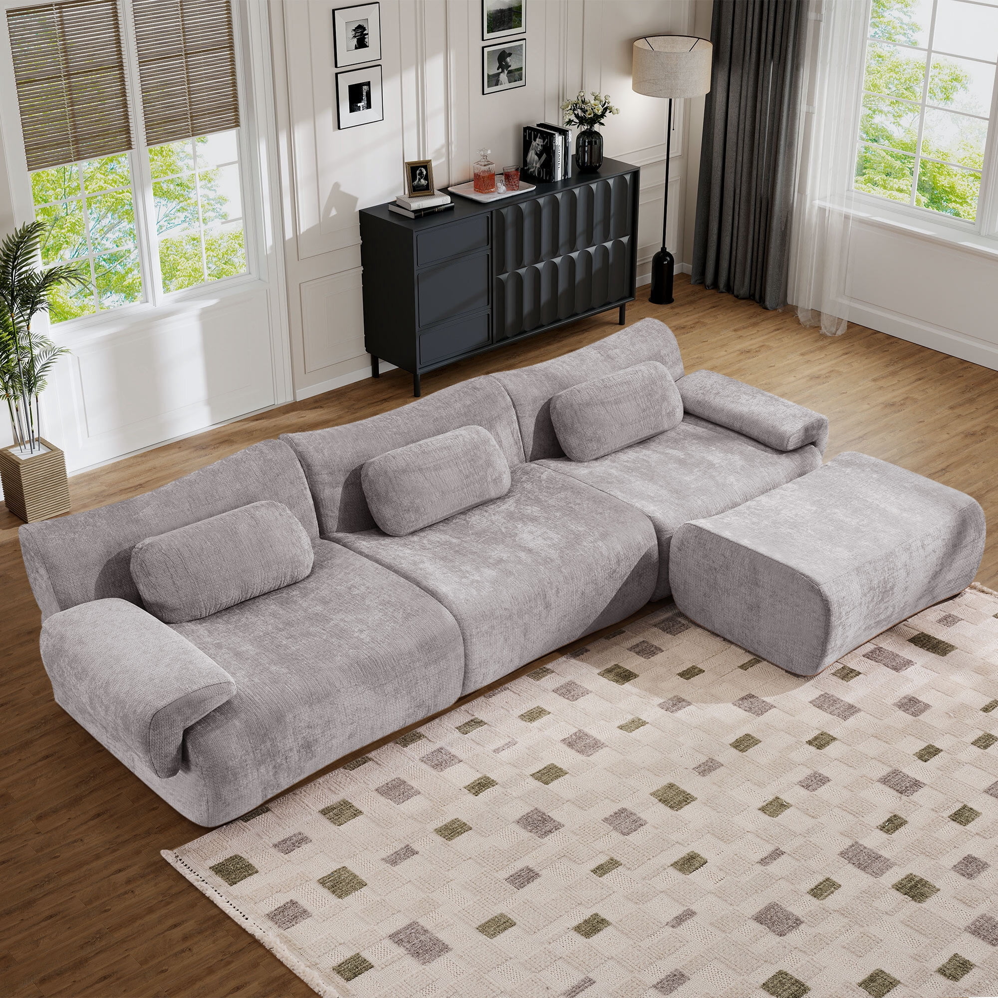 Muumblus Modular Sectional Sofa with Movable Ottoman, Oversized L ...