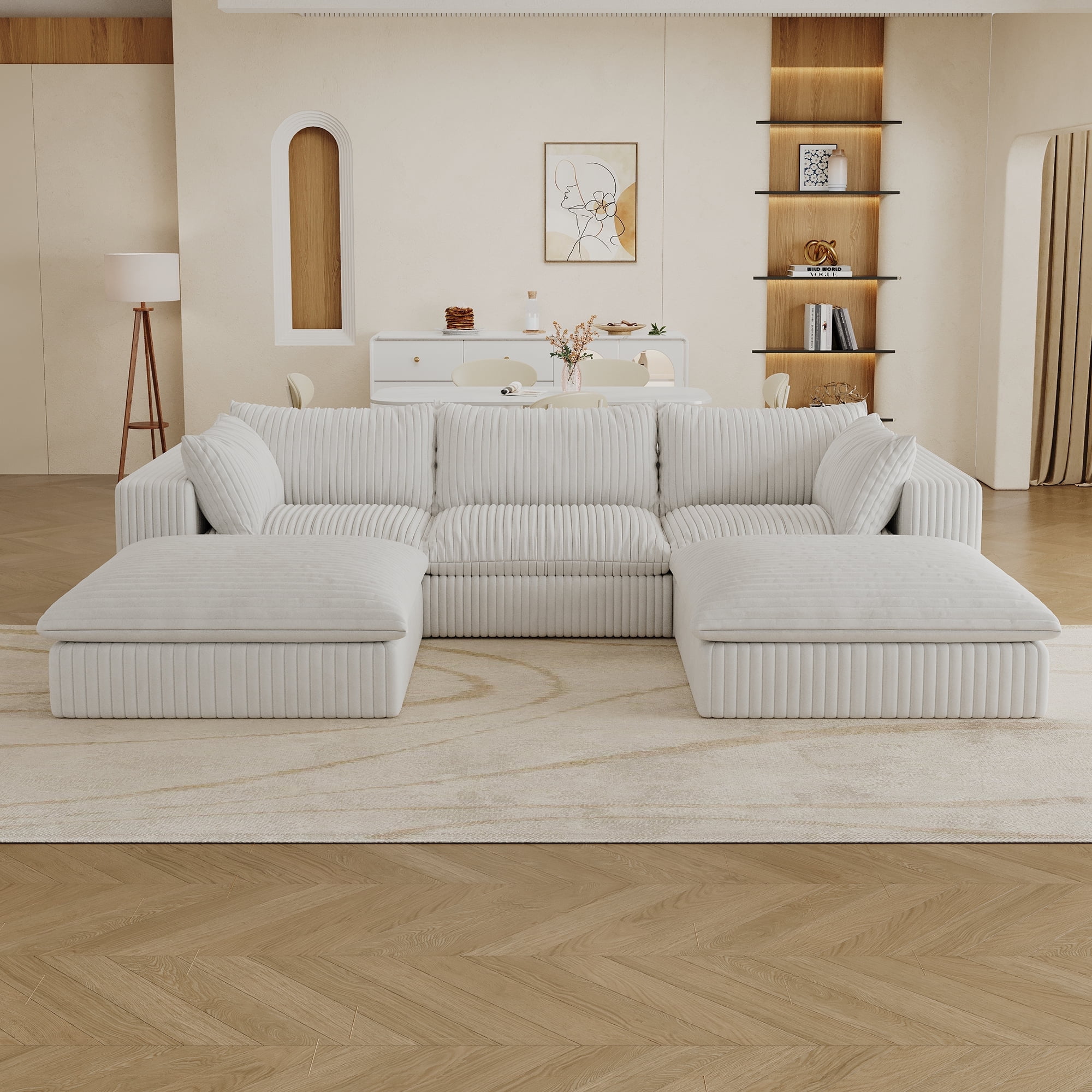Muumblus Oversized 118" Modular Sectional Sofa with 2 Movable Ottomans ...