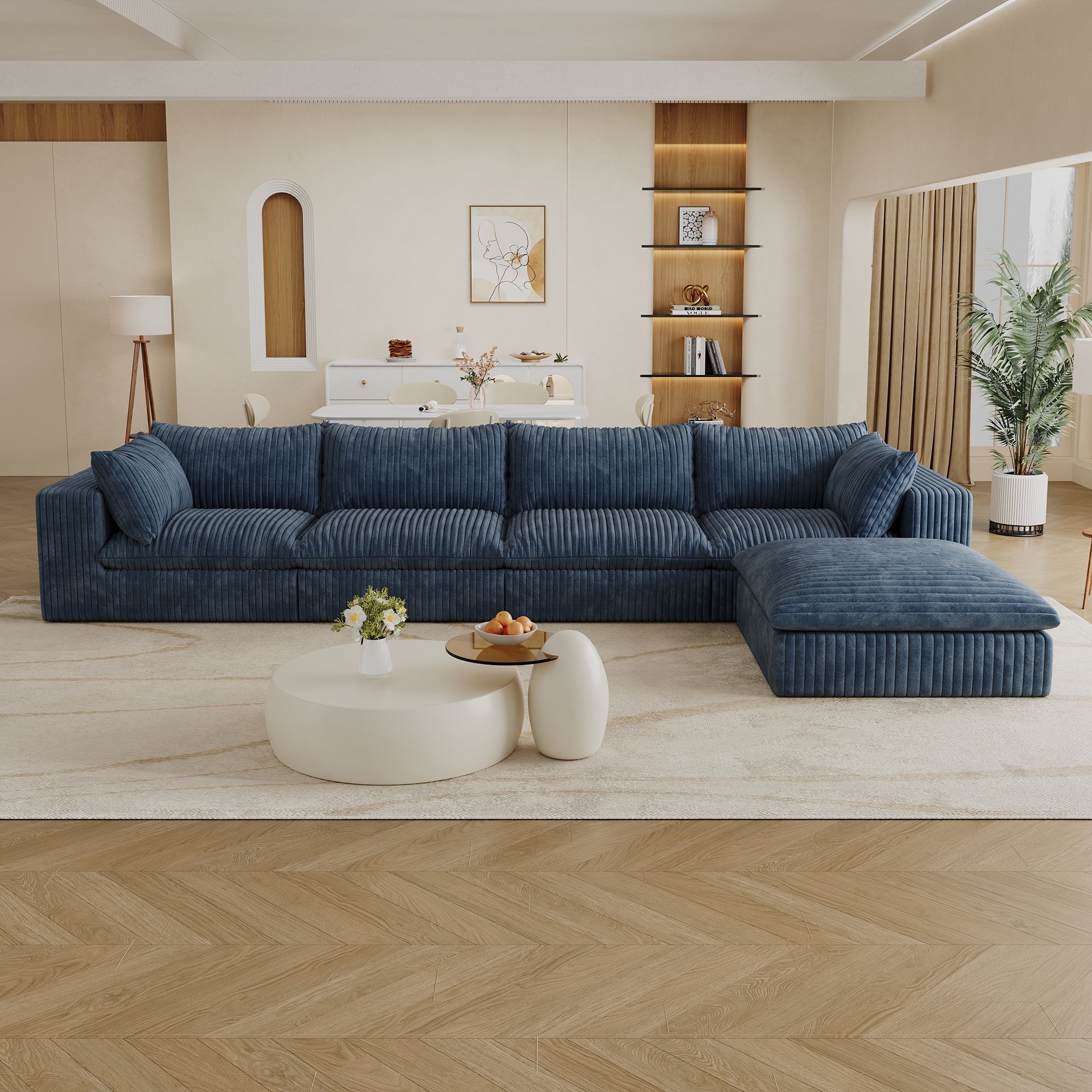 Muumblus Oversized 157" Modular Sectional Sofa with Movable Ottomans, L ...