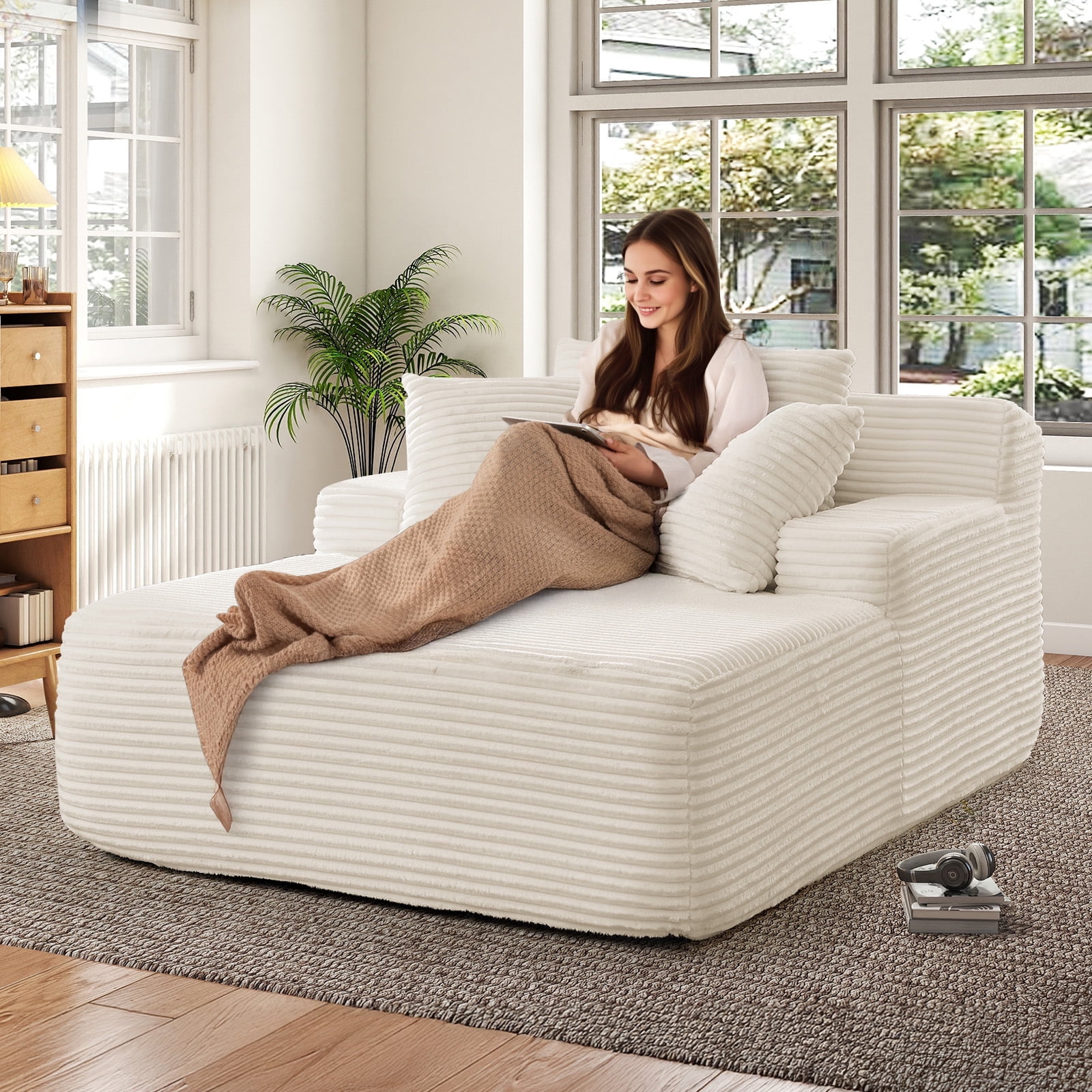 Muumblus Oversized Chaise Lounge Chair Indoor, No Assembly Required ...