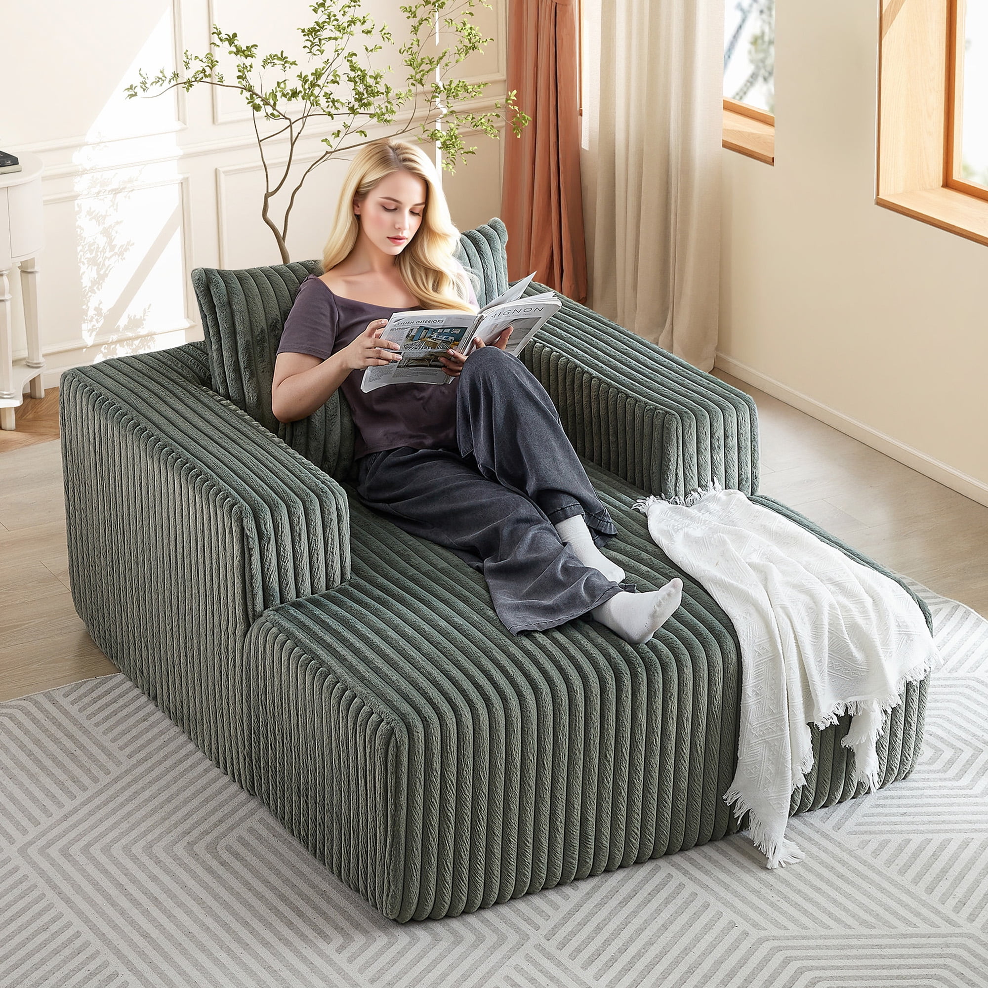 Muumblus Oversized Chaise Lounge Indoor, No Assembly Required, Plush ...